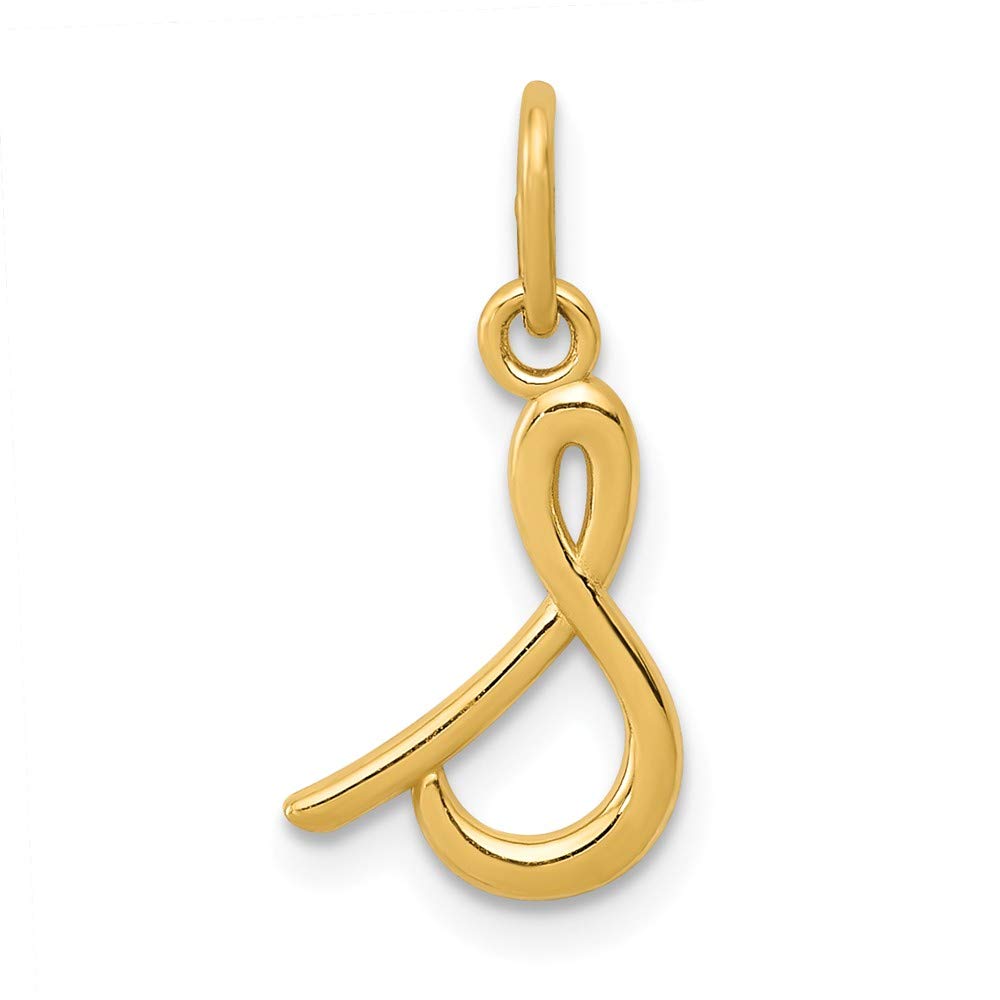 Solid 14k Yellow Gold Cursive S Initial Letter Alphabet Charm Pendant
