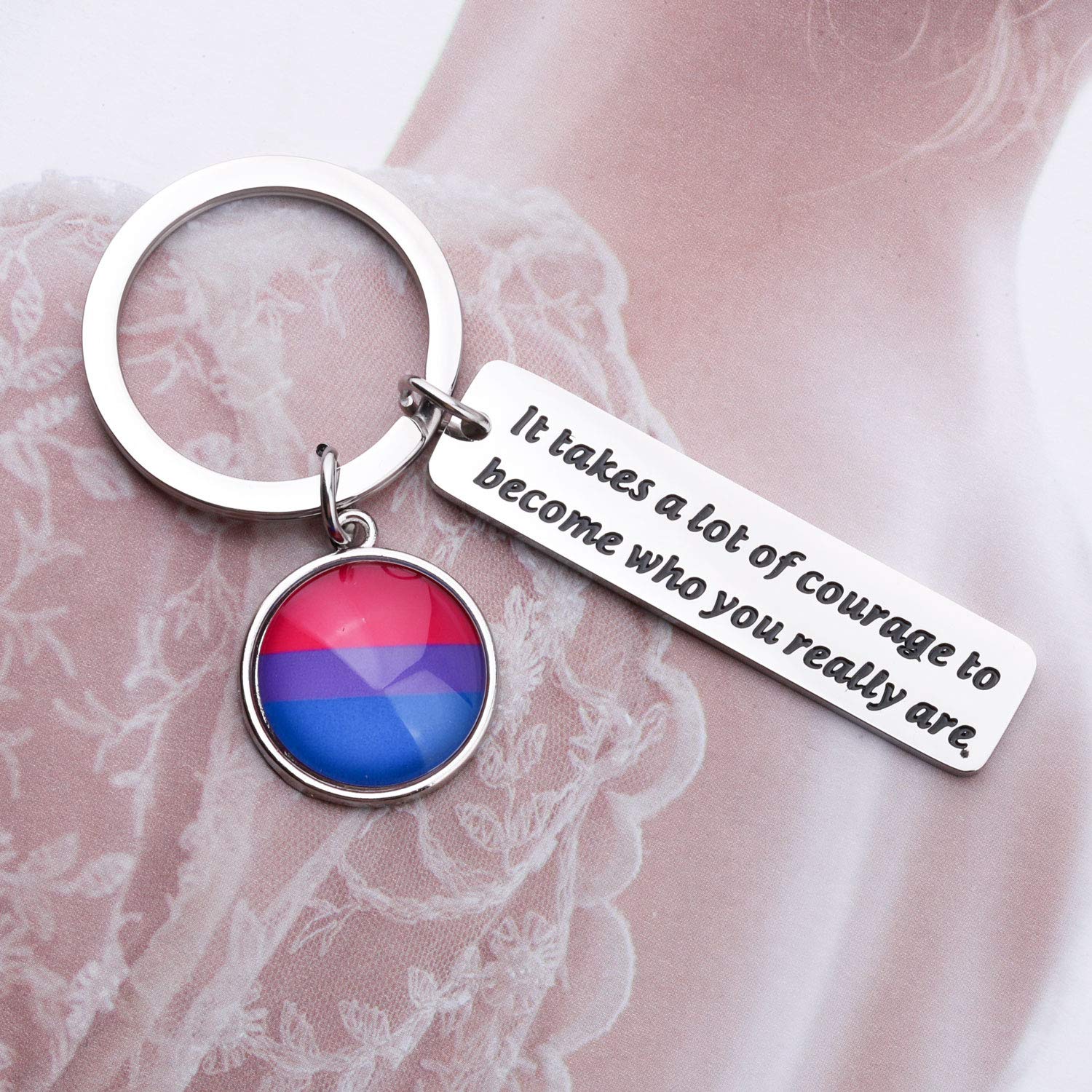 SEIRAA Bisexual Pride Keychain It Takes a Lot of Courage to Keychain Bisexual Pride LGBTQ Gifts (Bisexual Keychain)
