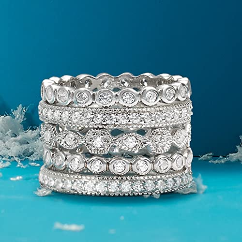 Ross-Simons 2.50 ct. t.w. CZ Jewelry Set: 5 Eternity Bands in Sterling Silver. Size 8