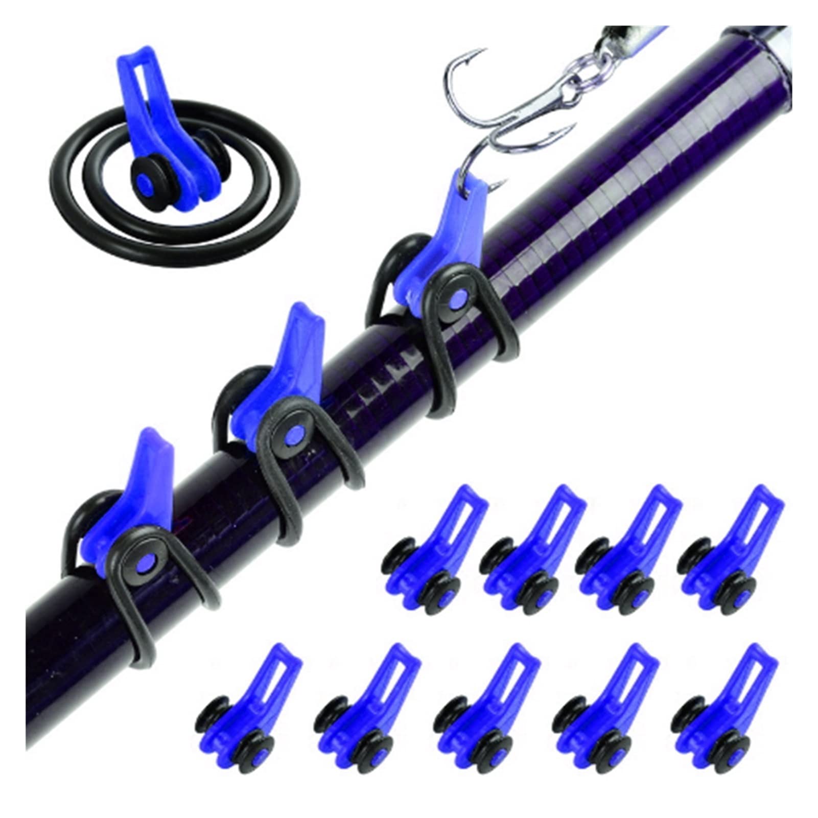 VSOLS 10pcs/lot Fishing Rod Pole Hook Keeper Bait Lure Accessories Jig Hooks Holder Fishing Tool (Color : Blue)