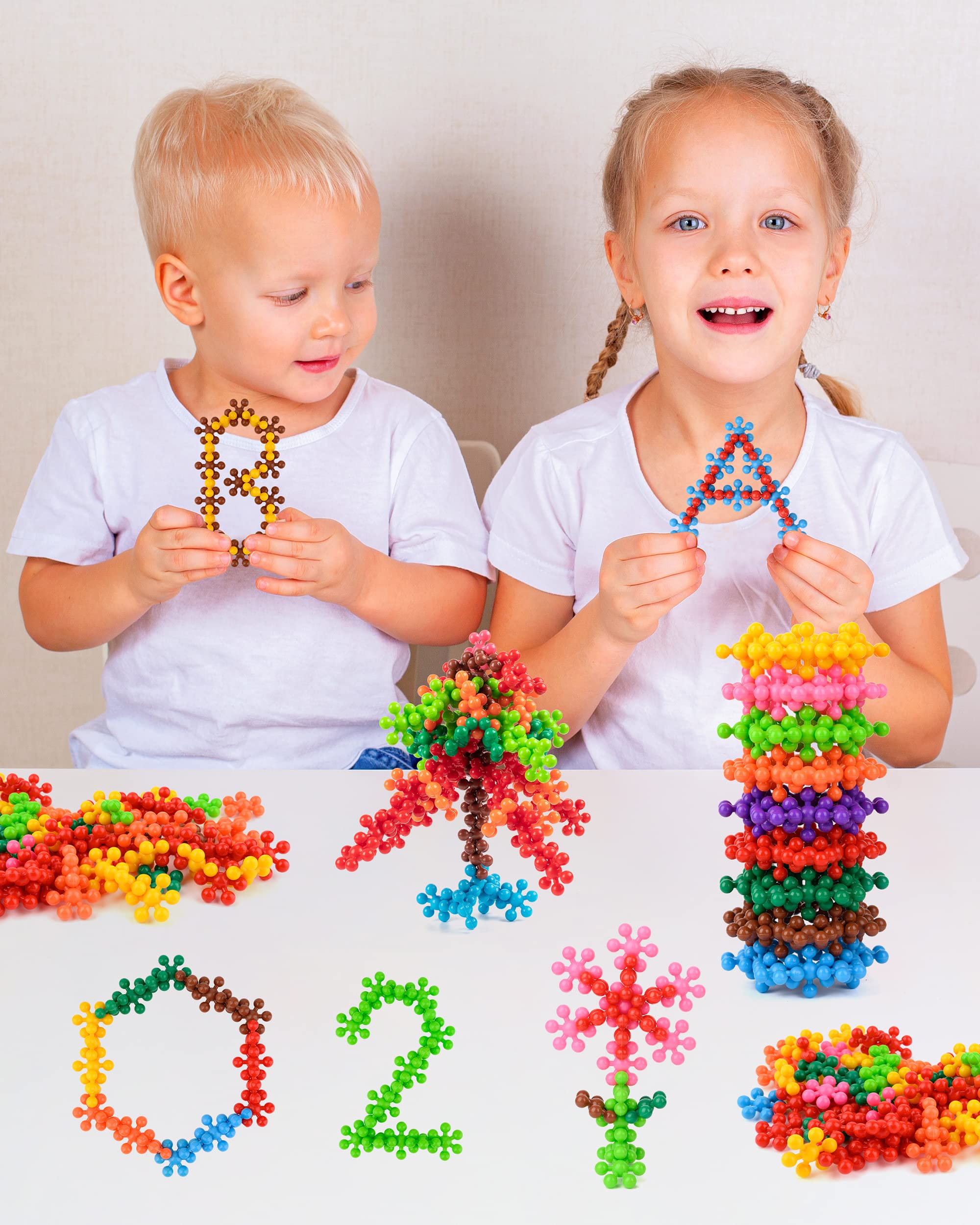 Vanmor 600 Pieces Stem Building Blocks Preschool Educational Toys for Kids 5-7, Discs Sets Interlocking Snowflake Solid Plastic STEAM Activities Fun Gifts Ingenuity Playset for Children