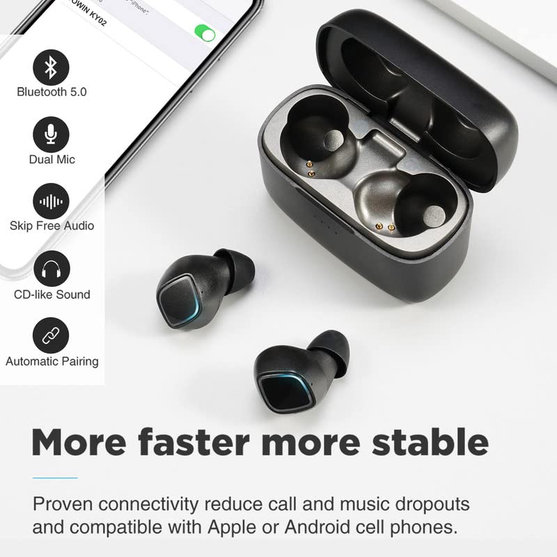 Wireless Earbuds, 36H Playtime Bluetooth Earbuds. Bluetooth 5.0 with Power Mic- Portable Charging Case- Voice Assist- Touch Control- Waterproof. Earbuds Wireless for Effortless Setup Customizable Fit