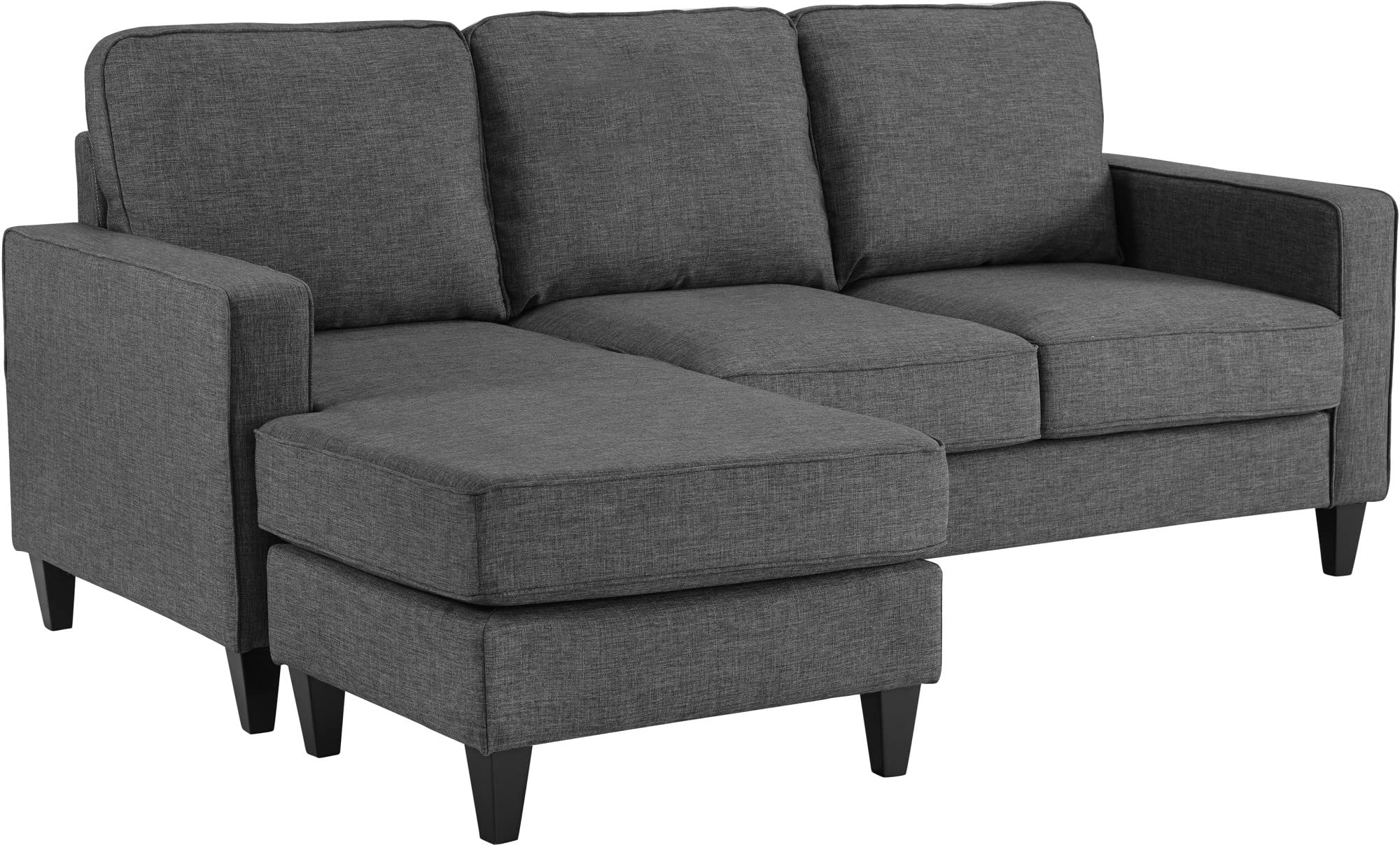 Serta Harmon Reversible Sectional Sofa, Modern L-Shaped Couch for Small Spaces, Soft Fabric Upholstery, Square Arm, Dark Gray
