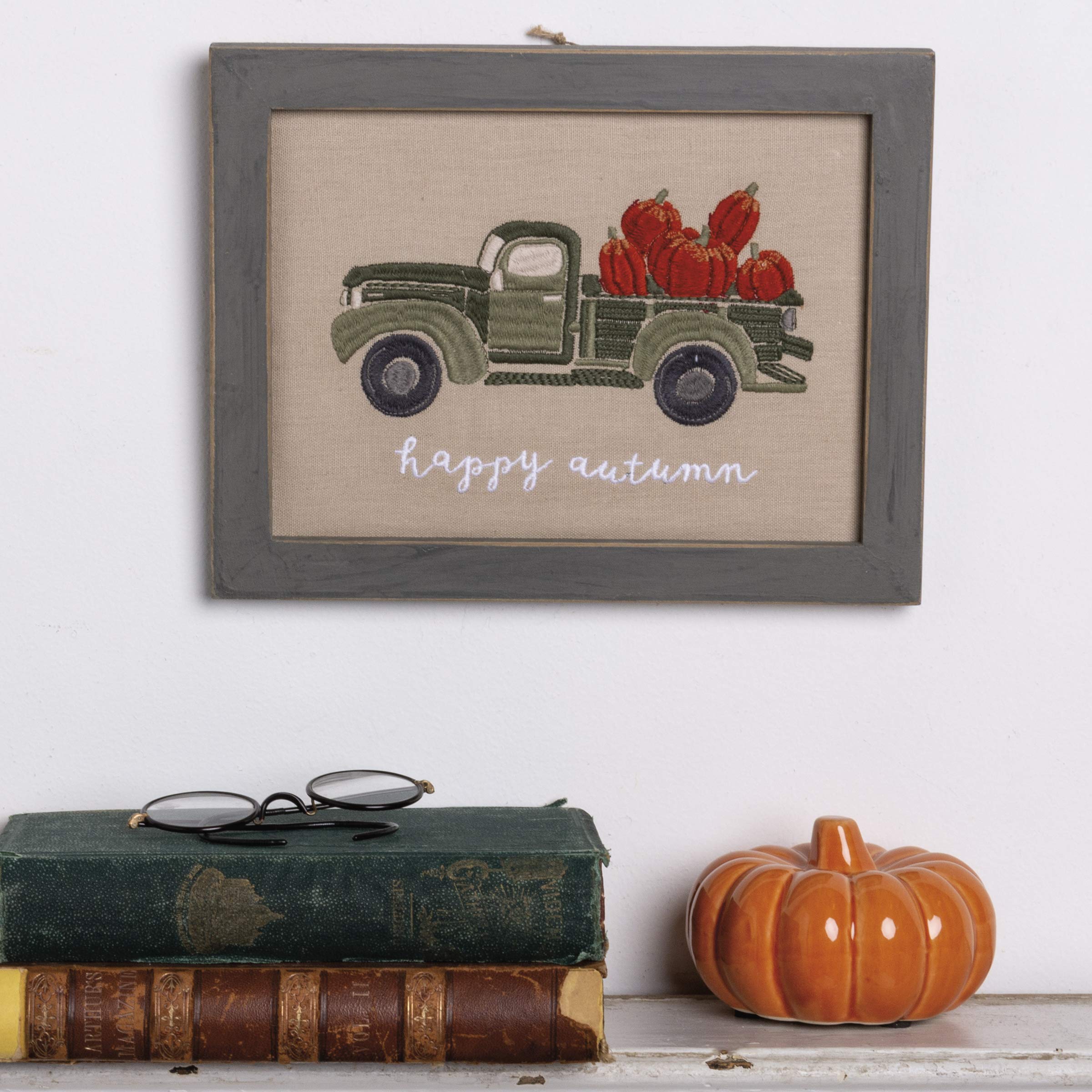 Primitives by Kathy Stitchery Framed Canvas Wall Décor, 11 x 8.5-Incb, Happy Autumn