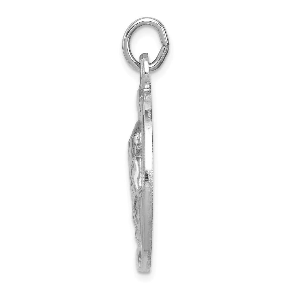 Solid 925 Sterling Silver Praying Hands Serenity Prayer on Back Pendant Charm Medal - 30mm x 20mm