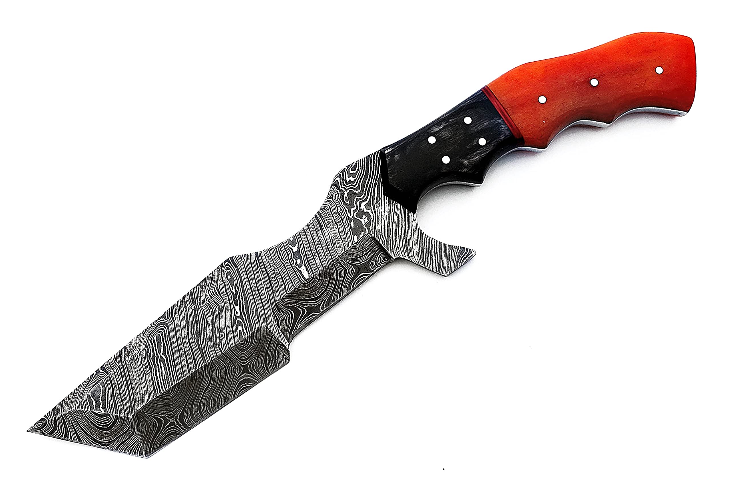 Smart & Sharp Custom Handmade Damascus Steel Hunting Knife/Bowie Knife AA-17129 (Colored Bone and Black Wood)