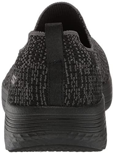 Skechers Women's MAX Cushioning LITE-Knit Slip ON Sneaker, Black/Gray, 6.5