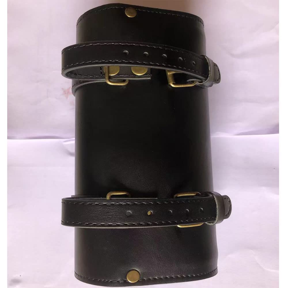 Retro Bicycle Handbar Bag Front Tube Beam Bag Bike Frame Saddle Bag Leather (Black)