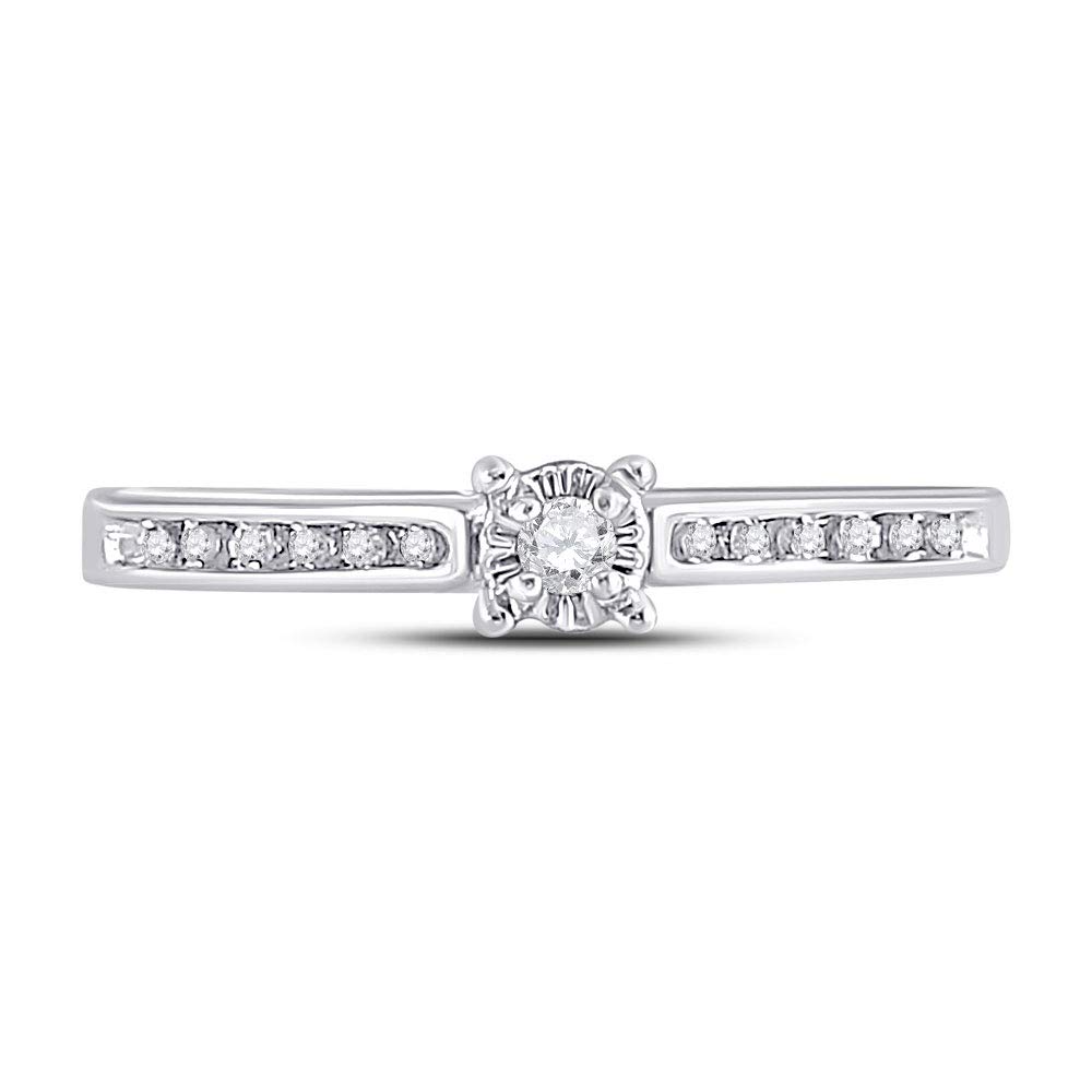 The Diamond Deal 10kt White Gold Womens Round Diamond Solitaire Bridal Wedding Engagement Ring 1/10 Cttw
