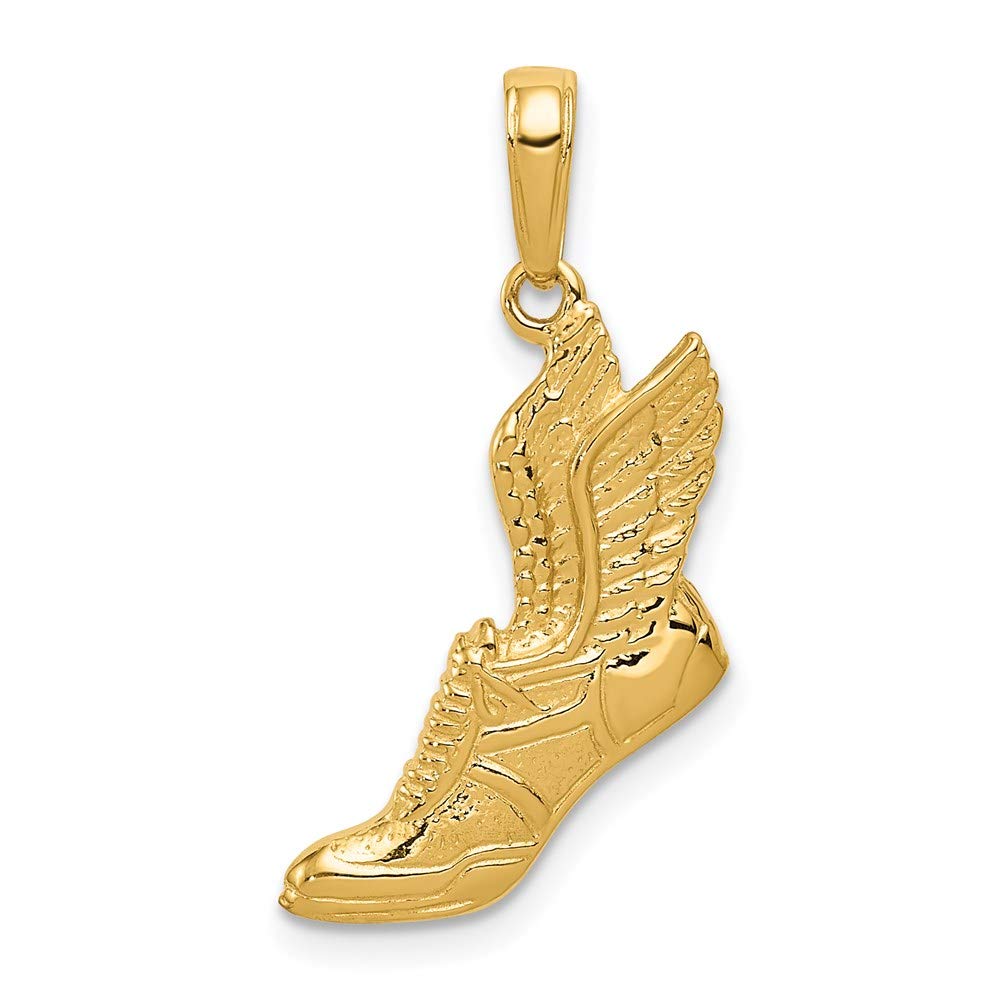 Saris and Things 14k Yellow Gold Polished Running Shoe Charm Pendant