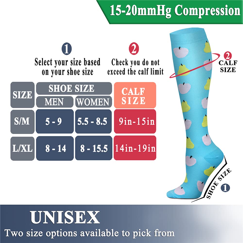 QUXIANG Copper Compression Socks for Women & Men Circulation (8 Pairs) - Best for Running Athletic Cycling - 15-20 mmHg (S/M,Multi 21)