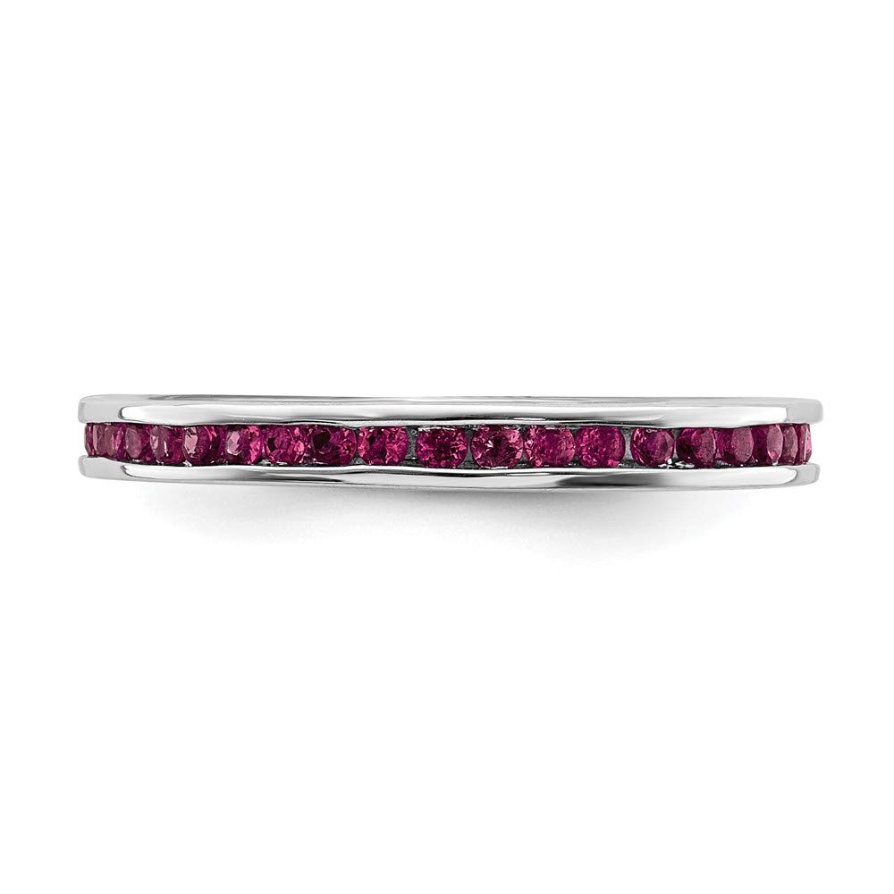 Solid 925 Sterling Silver Stackable Created Ruby Ring Eternity Band Size 9