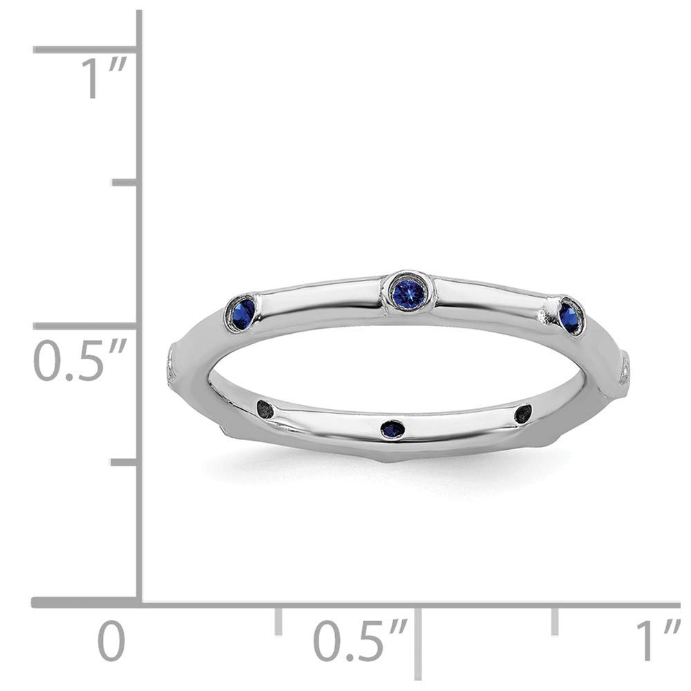 Solid 925 Sterling Silver Stackable Created Sapphire Blue September Gemstone Ring Eternity Band Size 7