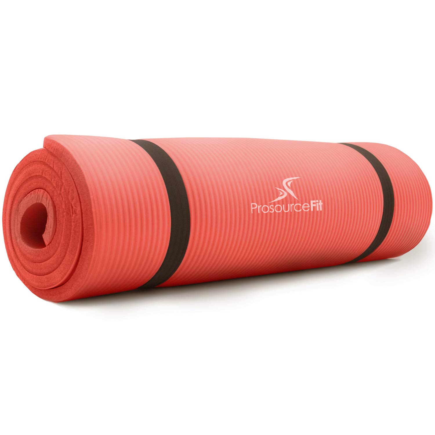ProsourceFit 1/2 in Extra Thick Yoga Pilates Exercise Mat, Padded Workout Mat for Home, Non-Sip Yoga Mat for Men and Women, Red, 71 in x 24 in
