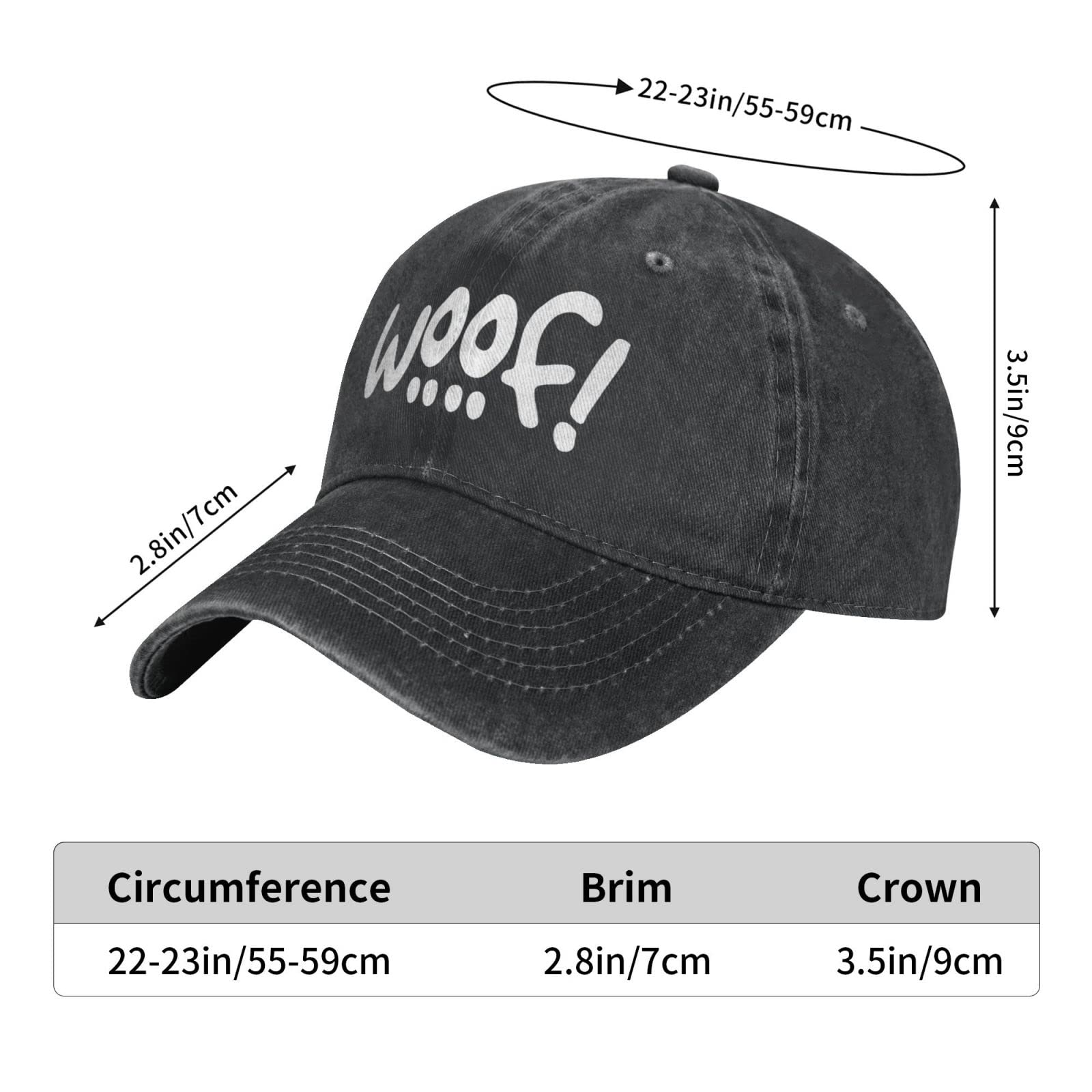 ZDZQART WOOF! Unisex Cowboy Hat Baseball Caps Adjustable Sports Golf Denim Casquette Cap Black
