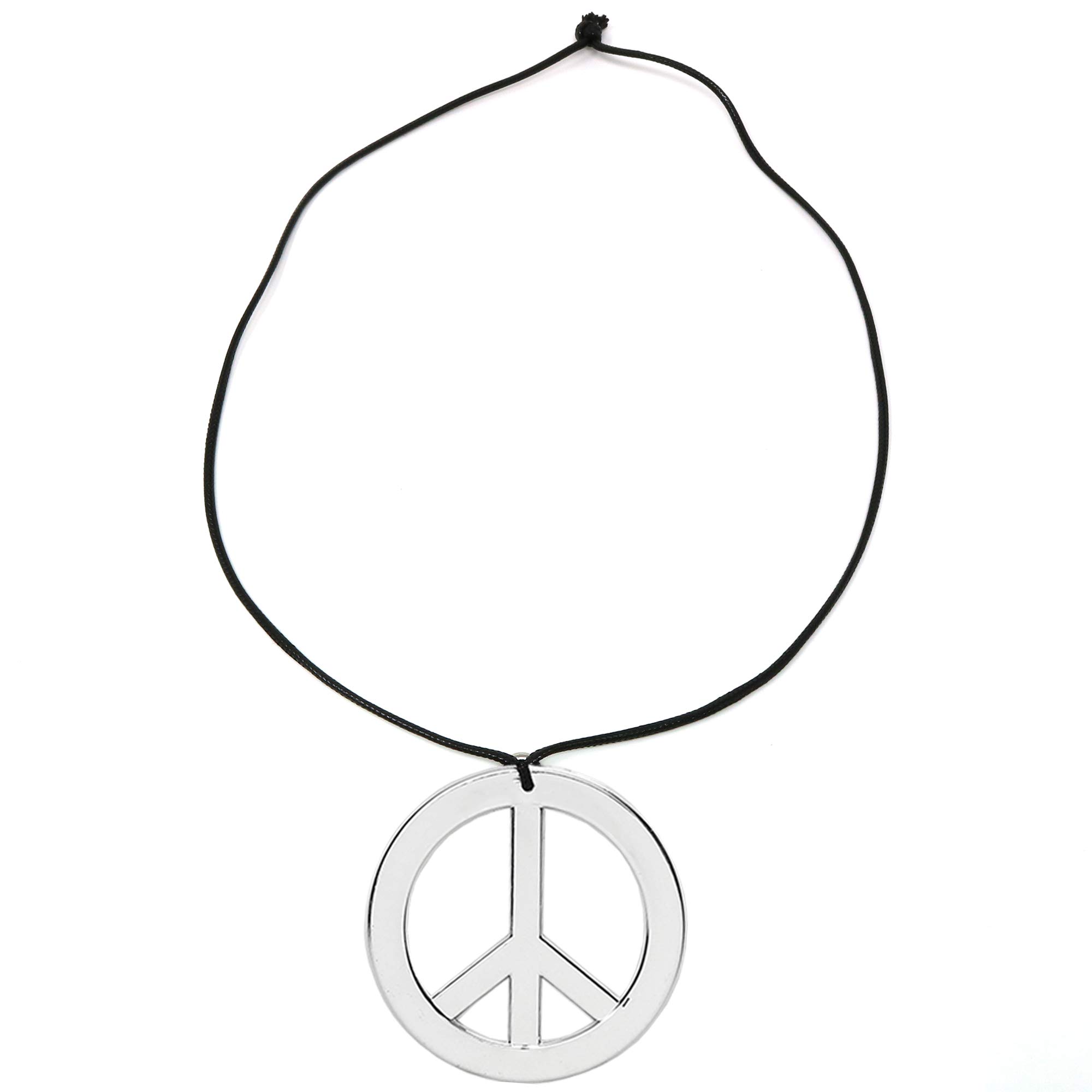 Skeleteen Silver Peace Sign Pendant - 1960s 1970s Hippie Party Accessories Necklace - 1 Piece