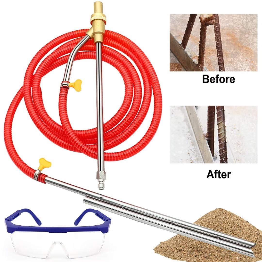 Pressure Washer Sandblasting Kit, 5000 PSI Wet Sandblaster Attachment, Power Washer Sandblasting with Replacement Ceramics Nozzle, 1/4 Inch Quick Disconnect Sandblasting Kit