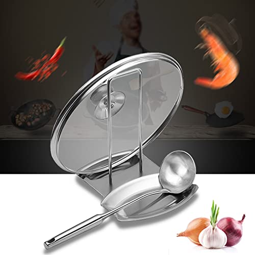SEYFI Kitchen Shelves,Stainless Steel Pots and Pans Organizer Rack, Space Saving Kitchen Countertop Pot Lid Holder, Cutting Board Stand, Easy to Install