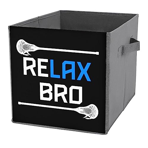 Relax Bro Funny Lacrosse Storage Cubes with Handles Foldable Fabric Bins Organizing Baskets for Shelves Closet