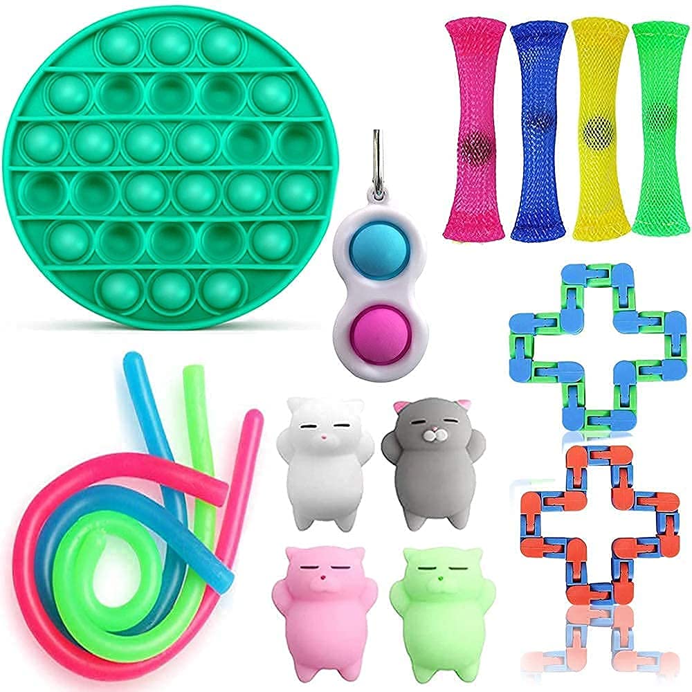 VANREYIN 25 Combinations Fidget Toy,Autism Special Needs Stress Reliever Silicone Stress Reliever Toy,Squeeze Toy (Purple Blue)…… (Green)
