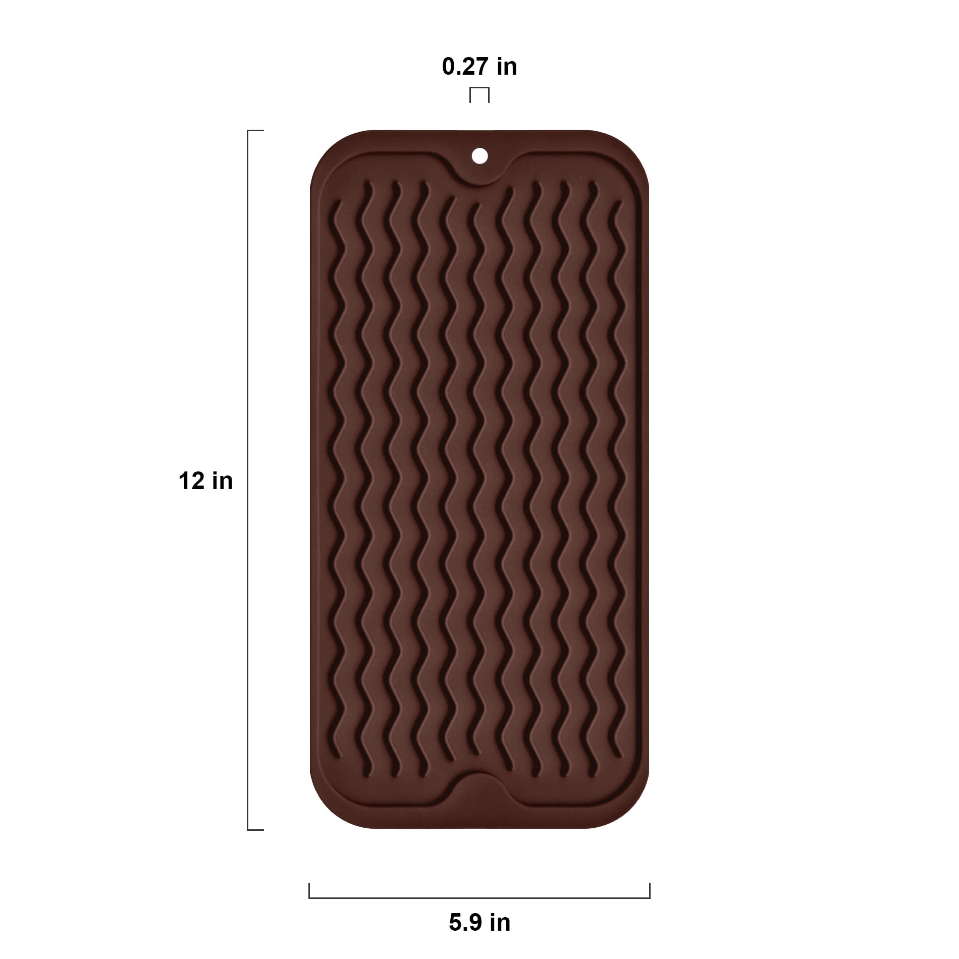 Silicone Dish Drying Mat, Non-Slip Easy Clean Sink Mat Large Heat-resistant Dish Drainer Mat for Kitchen Counter, Sink, Refrigerator or Drawer liner (12" x 6", COFFEE)