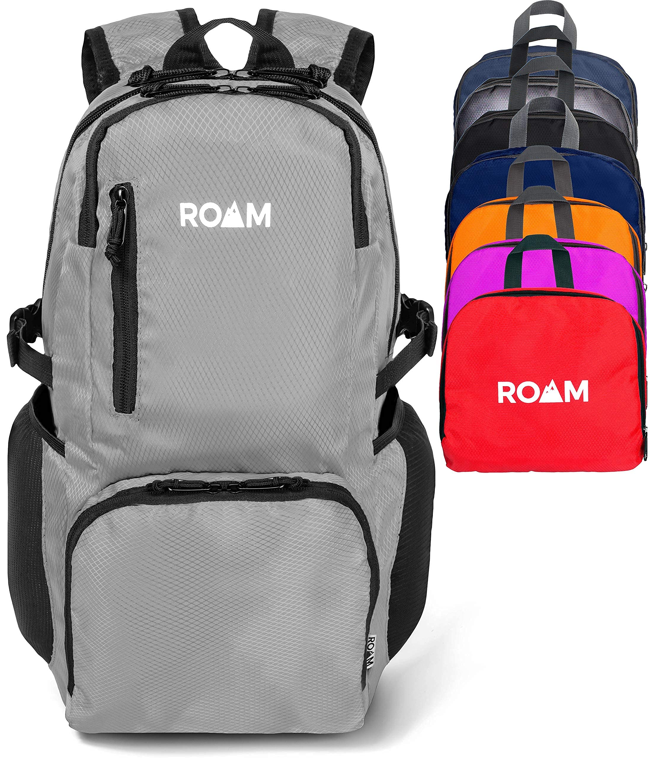 Roam 25L Hiking Daypack, Lightweight Packable Backpack, Rainproof, for Travel, Camping, Foldable, Durable, Water Resistant Ultra Light - Light Grey