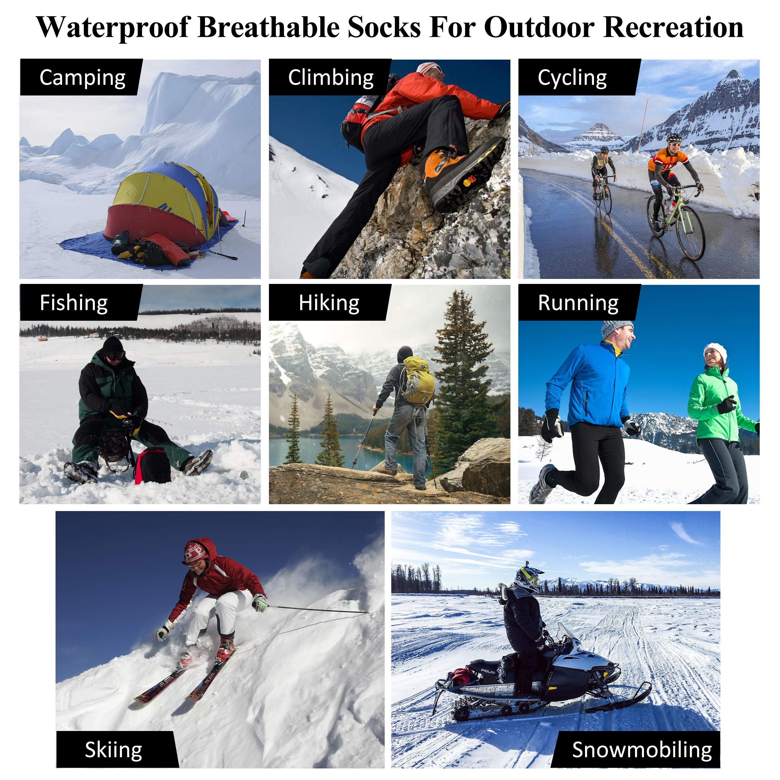 SuMade Waterproof Socks for Women, Merino Wool Hiking Socks Boot Cushion Cycling Biking Fishing Kayaking Socks(Black&Orange, Small)