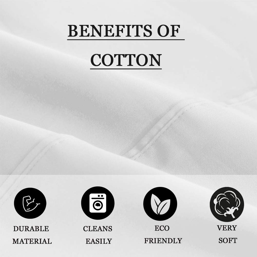 SONORO KATE 100% Pure Egyptian Cotton Sheets Sets,Cooling Bed Sheets 600 Thread Count Long Staple Cotton,Sateen Weave for Soft and Silky Feel, Fits Mattress 16'' Deep Pocket (White, Queen)