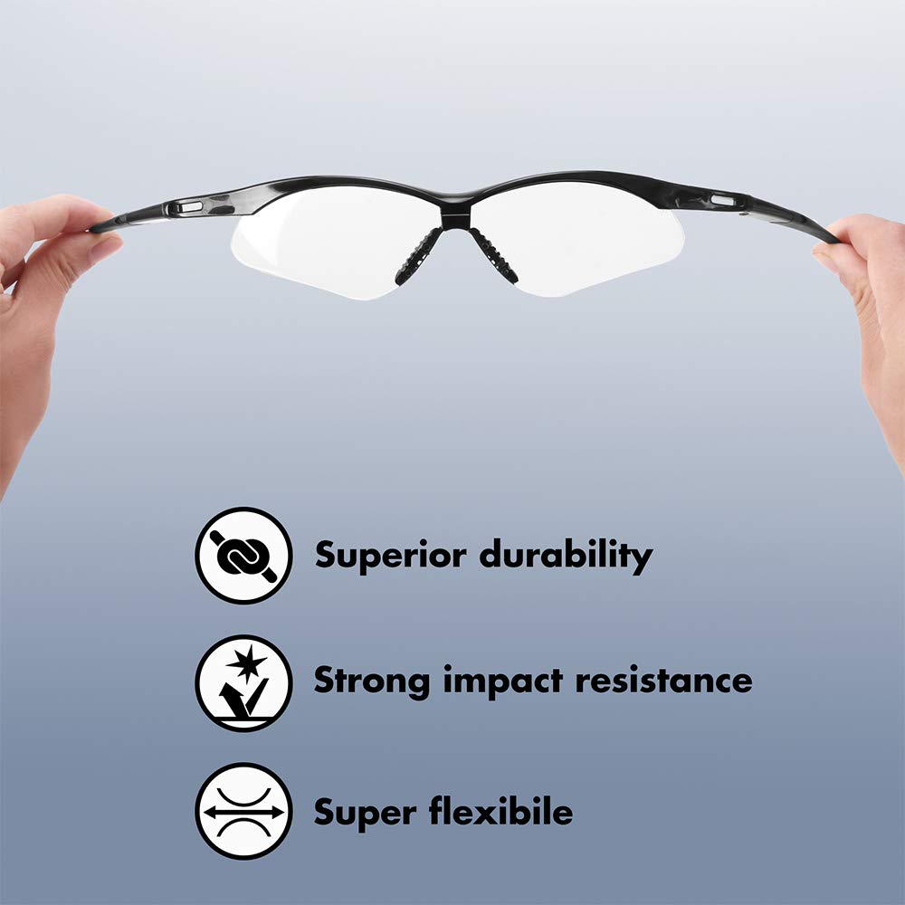 ROAR Clear Premium Safety Glasses 6 pairs per box Eyewear Protective Glasses Safety Goggle Airsoft Goggle, Strong Impact Resistant Lens for Laboratory, Construction, Industrial Safety, Craft