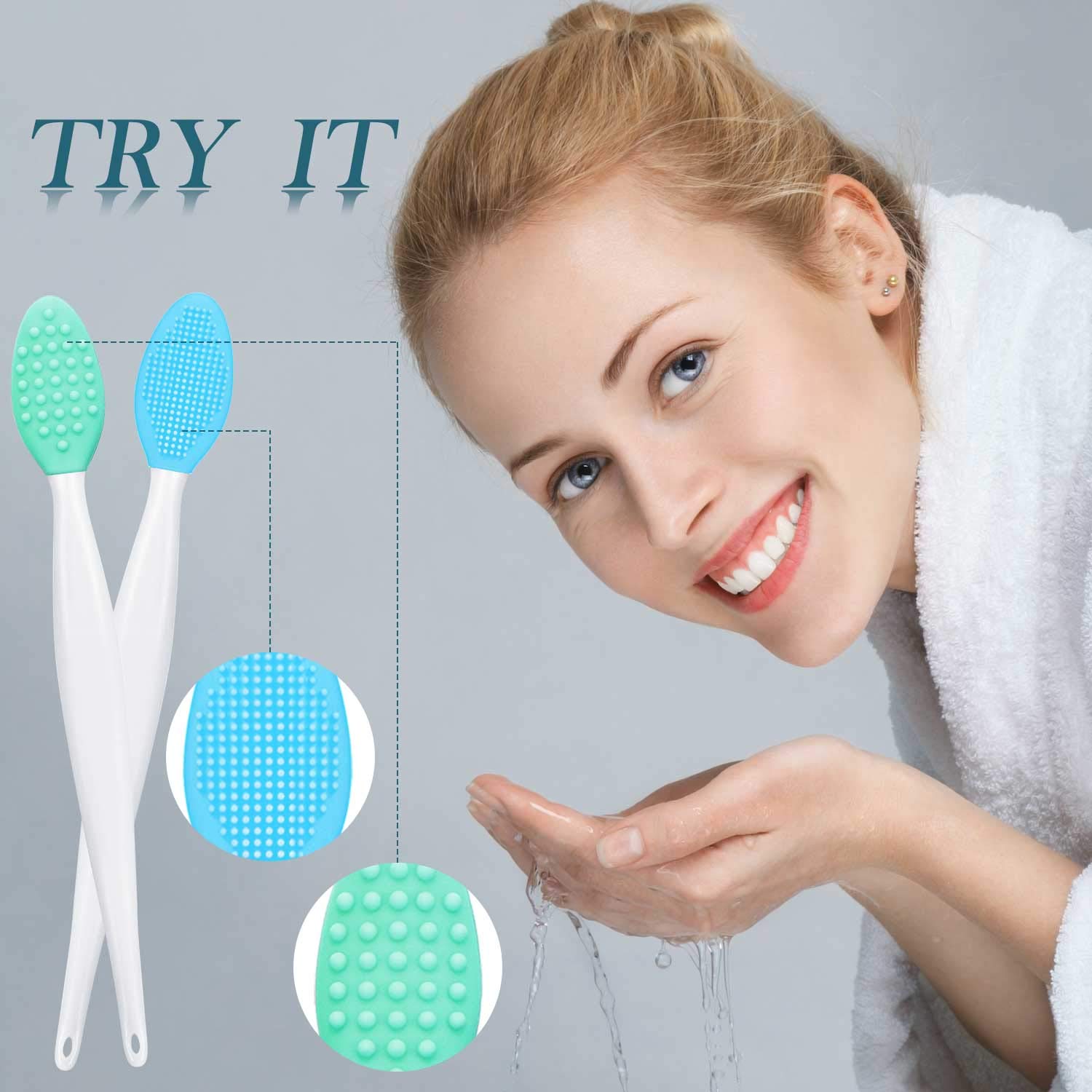 Silicone Exfoliating Lip Brush Double-sided Lip Brush Soft Cleaning Lip Brush Beauty Tool for Smoother Skin and Fuller Lip Appearance, 6 Colors (24)