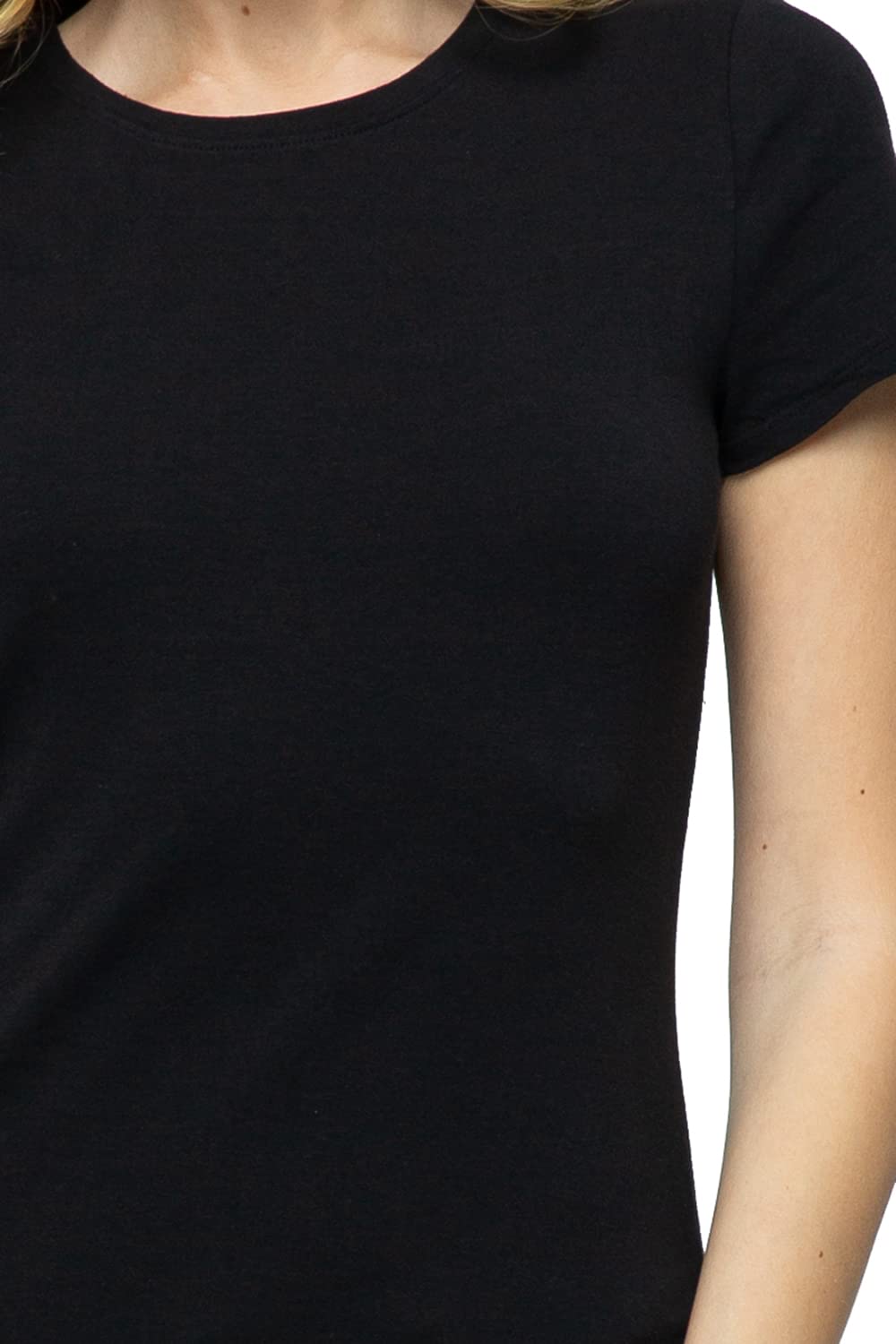 Women's Basic Solid Active Soft Cotton Short Sleeve Crew Neck Slim Fitted Top T-Shirts in Green - S