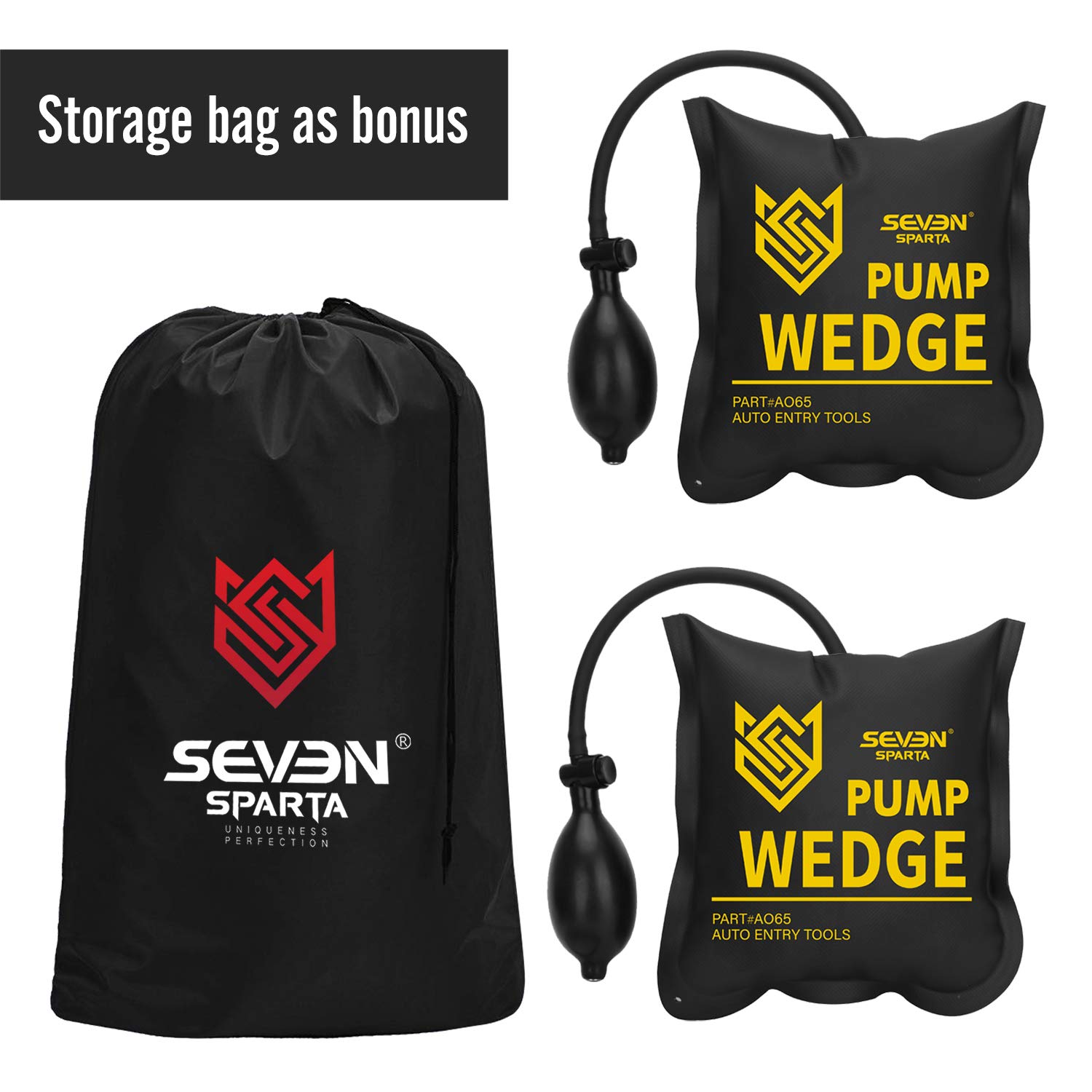 Seven Sparta Air Wedge Pump Kit, 2 PCS Air Wedge Bag Leveling Kit & Alignment Tool Inflatable Shim Bag with 3 Tools for Home Use (Yellow)
