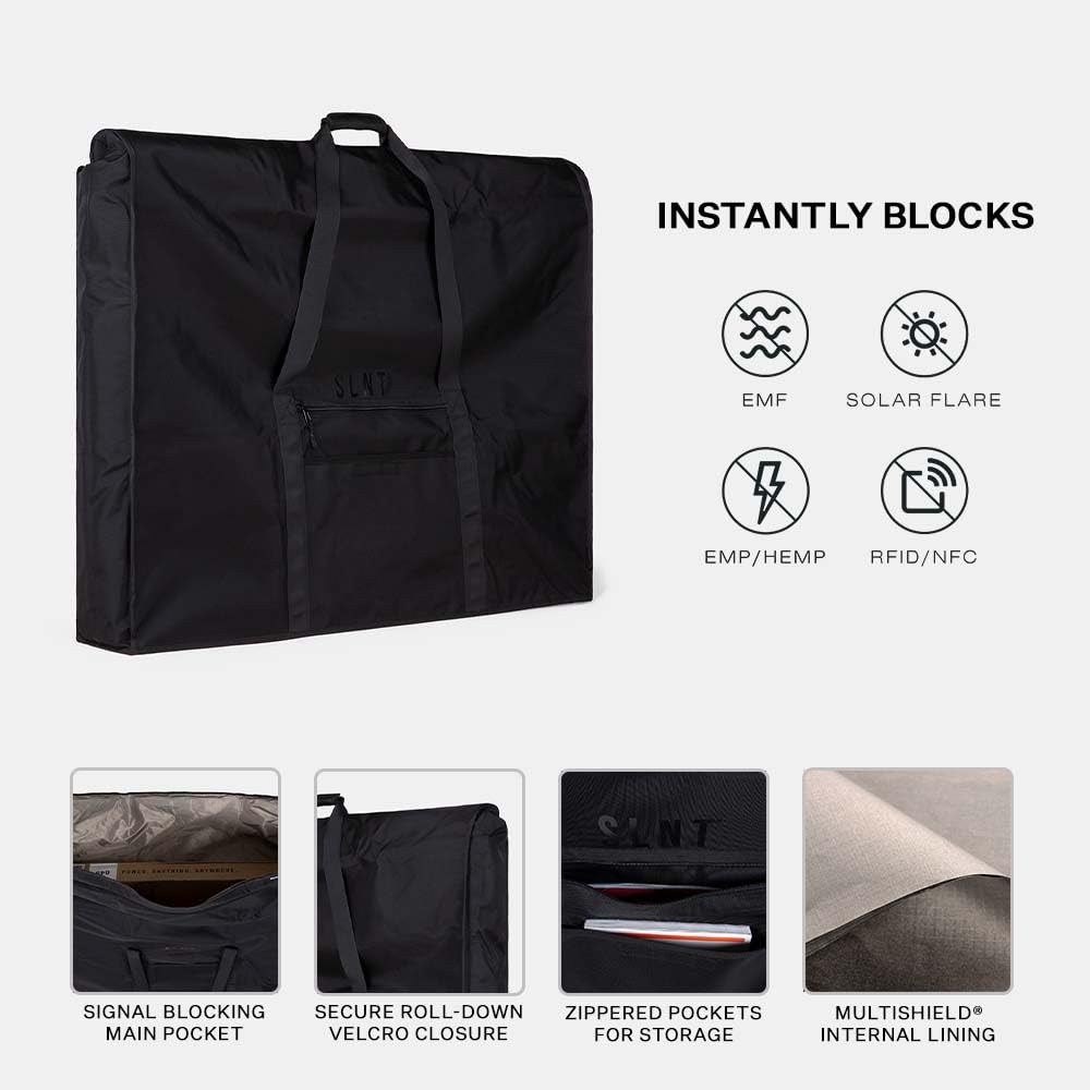 SLNT Utility Faraday Bag for Solar Panels and Large Electronic Devices with Silent Pocket - Military-Grade Water Resistant Nylon, Multishield Blocks Wireless Signals - Protects from Hacking, Spying