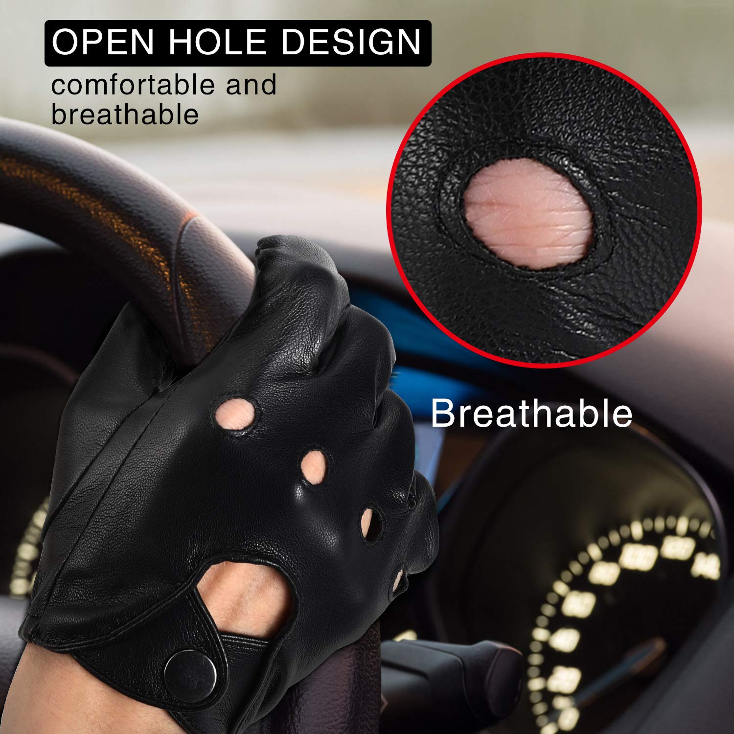 SEABIRR Driving Gloves Thin Black Leather Gloves Men Driving Gloves Touchscreen Outdoor Sports(PU,XL)