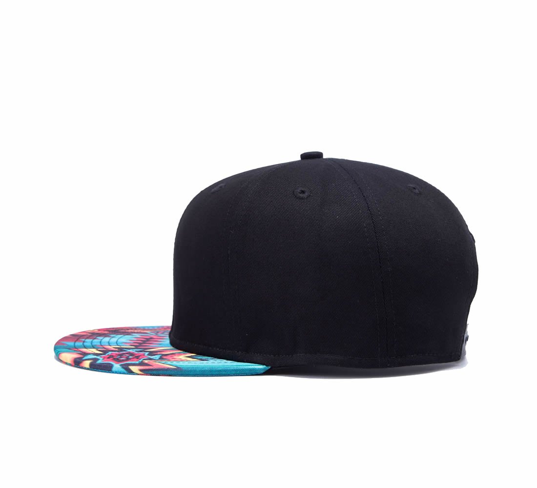 Quanhaigou Fashion Wavy Grain Print Cotton Adjustable Snapback Hats Unisex Hip-Hop Flat Bill Baseball Cap
