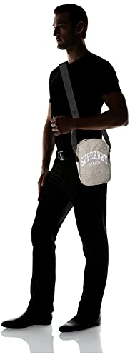Superdry Mens Unisex Side Bag, Main Zipped Compartment Grey Size One Size