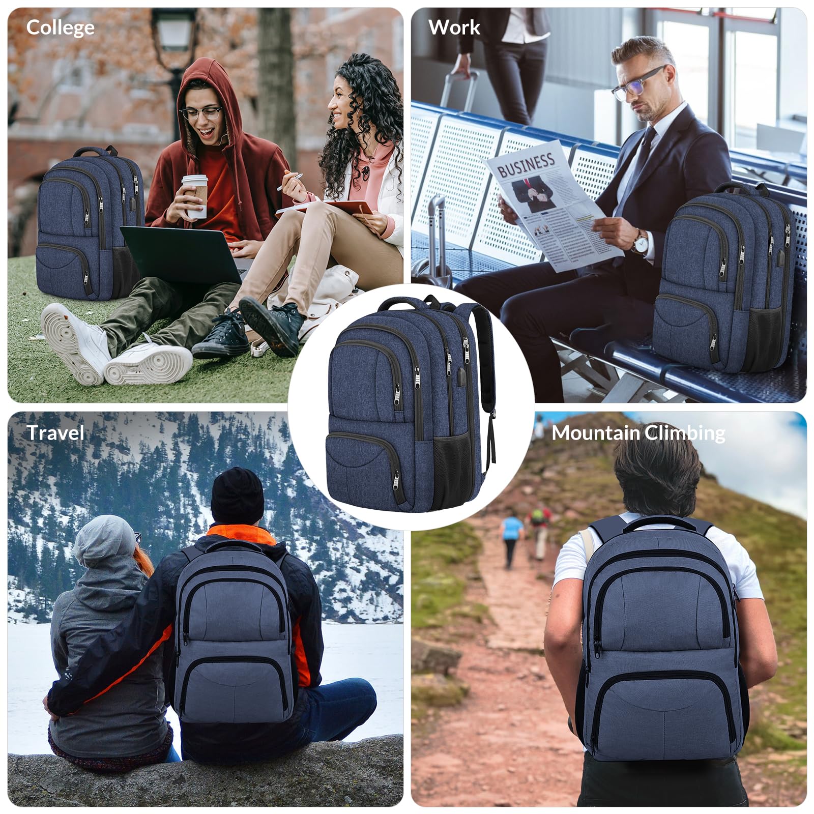 Seedato Extra Large Backpack, Large Travel Laptop Backpack, Big Backpack TSA Friendly Airline Approved 17 Inch Laptop, Anti Theft Business Work Backpack Gifts for Men Women, Black