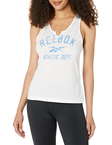 Reebok Women's Plus Size Workout Ready Supremium Tank, White/Essential Blue, X-Large