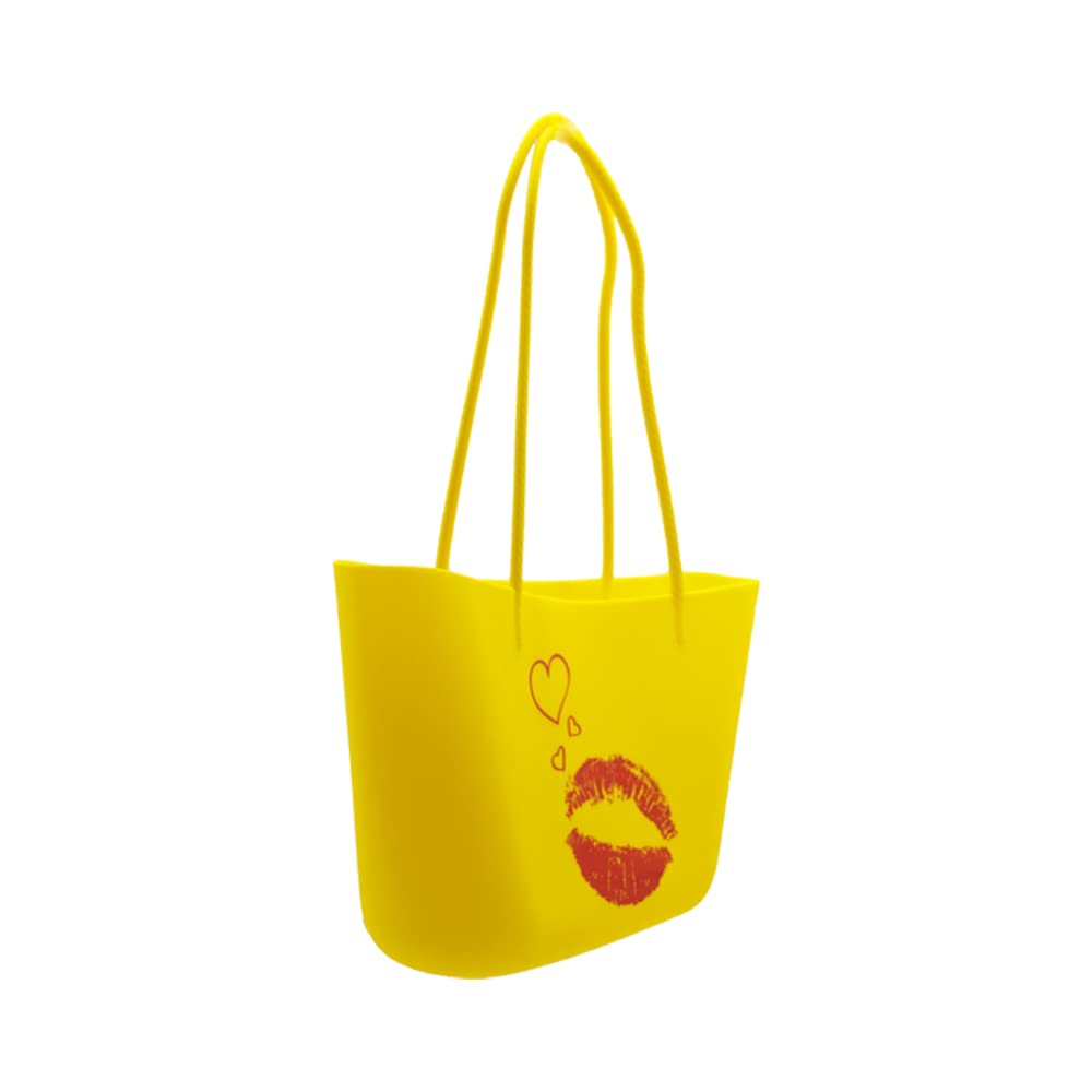 Women's Handbag Foldable Silicone Tote Bag-Silicone Handles-Silicone Beach Handbag for Kids Women Lightweight Tote Bag (Blue)