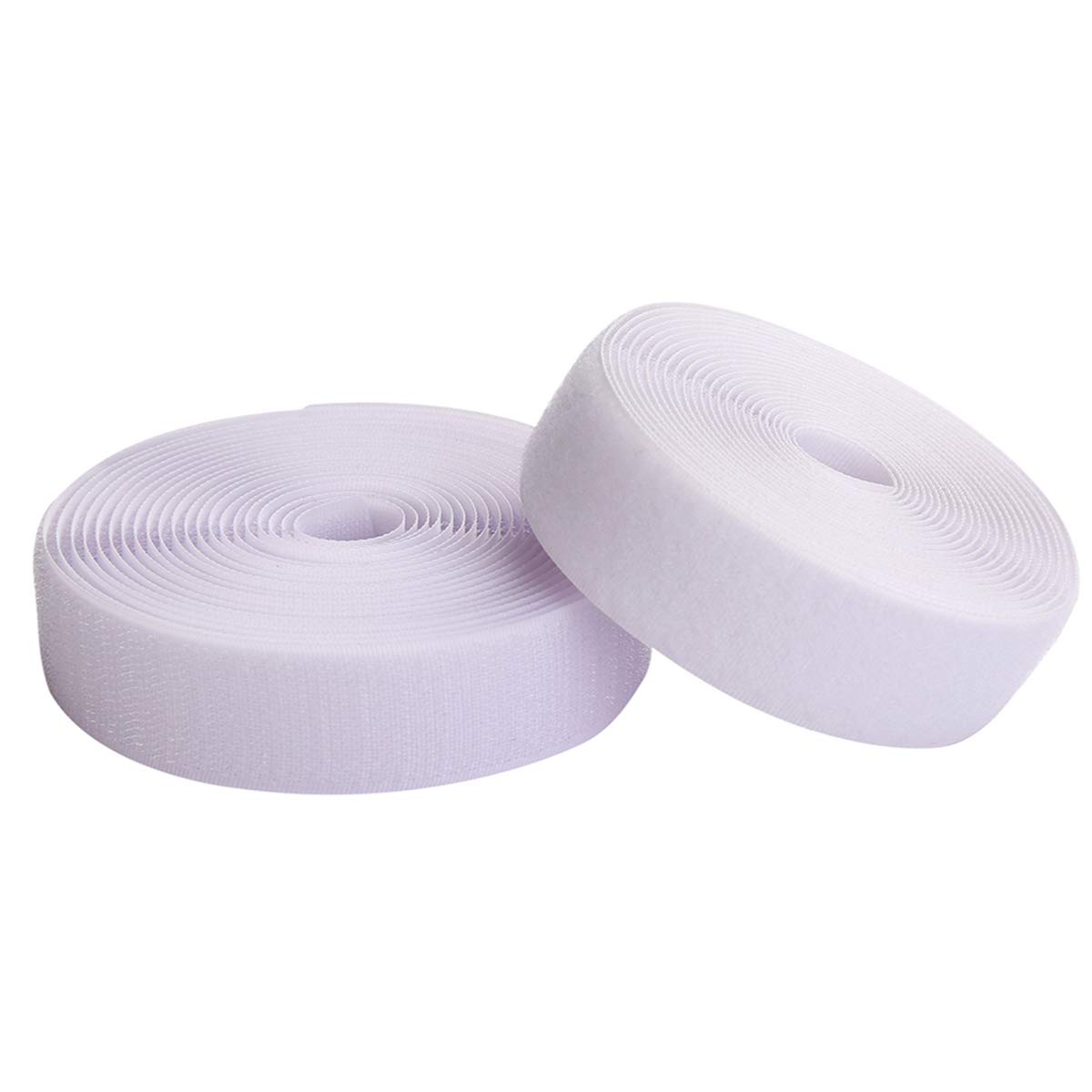 Sew on Hook and Loop Style 3/4 Inch Non-Adhesive Back Nylon Strips Fabric Fastener Non-Adhesive Interlocking Tape White,12.6 Yard