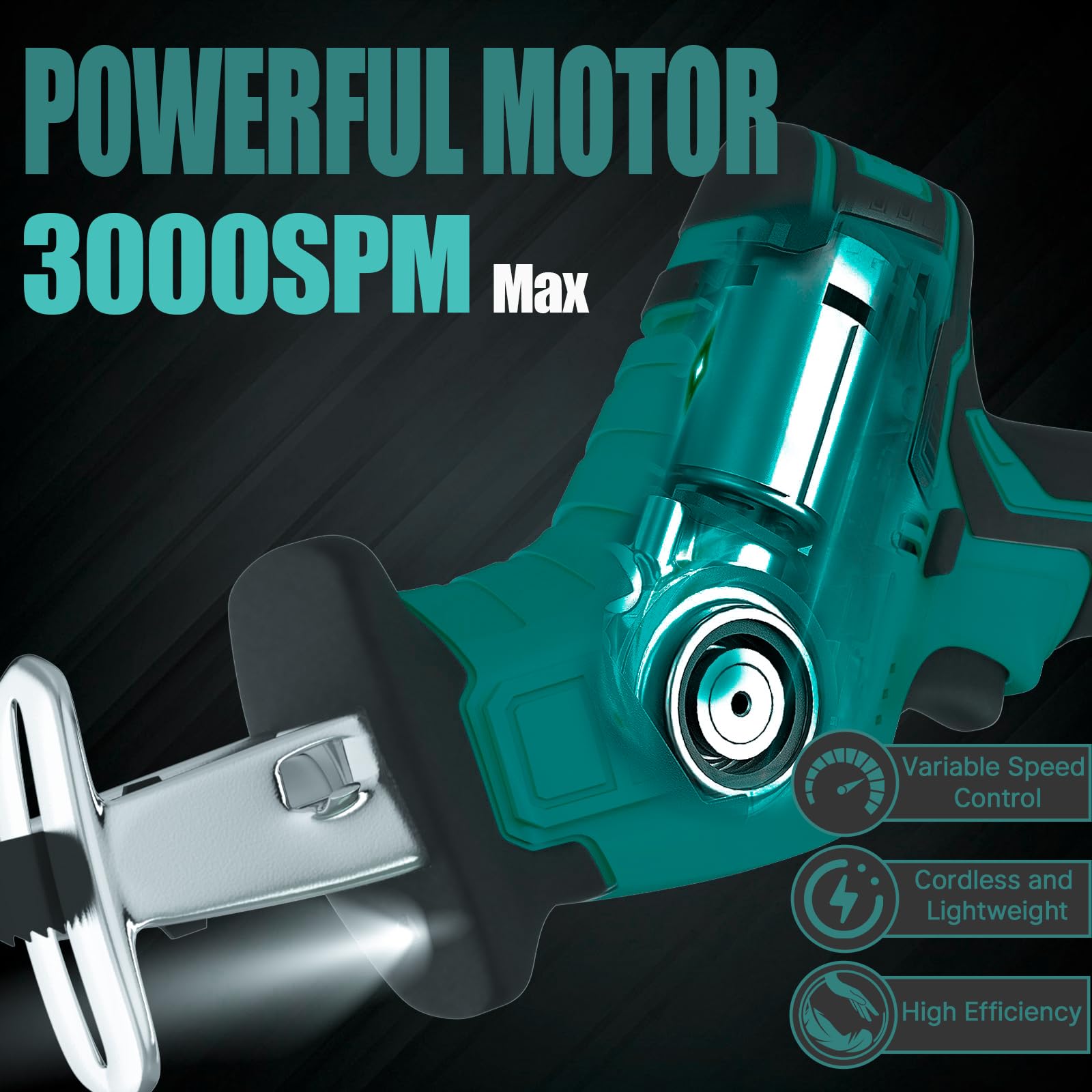 PEDONY Cordless Reciprocating Saw for Makita 18V Battery Powerful Reciprocating Saw with 4 Saw Blades Variable Speed Trigger for Wood/Metal/PVC Cutting (Tool Only)