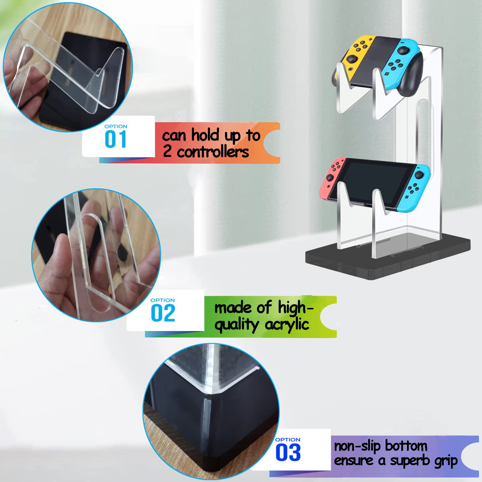 Universal Dual Controller Holder for Desk, Controller Stand Holder Controller Organizer Headset Headphone Holder Compatible with PS4 PS5 Xbox Series X/S Xbox ONE Nintendo Switch Game Accessories