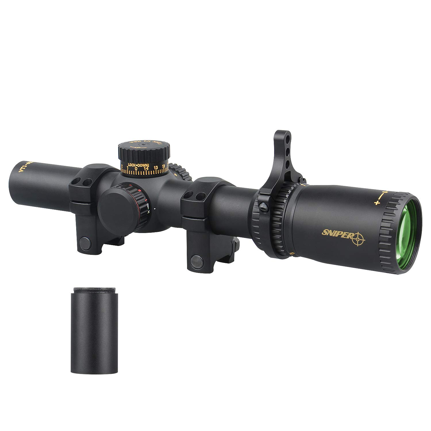 Sniper VT1-6X24FFP First Focal Plane Scope LPVO Rifle Scope with Red/Green Illuminated Reticle 30mm Tube