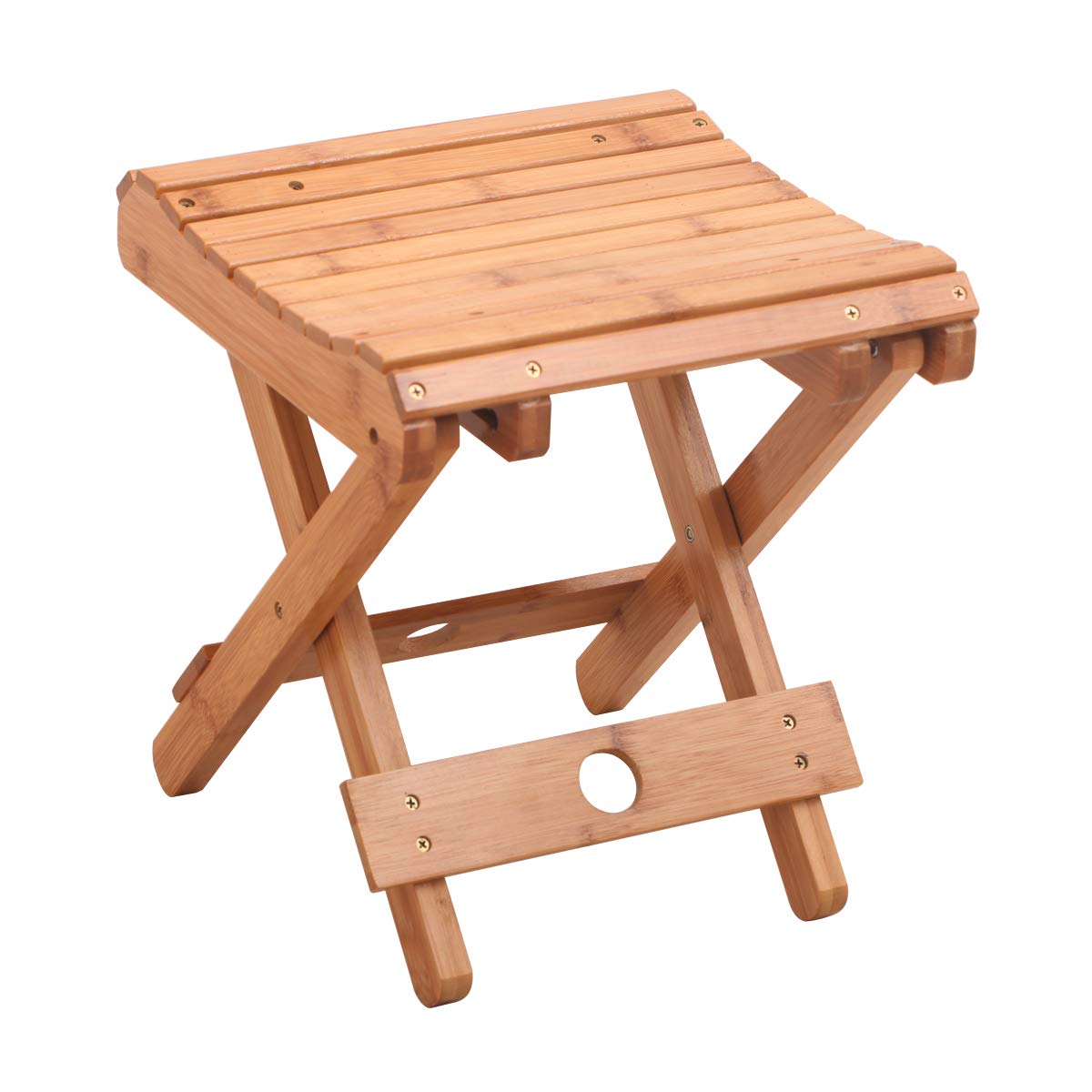 Salafey Bamboo Folding Stool for Shaving Shower Foot Rest,Home Portable Folding Shower Seat,Fully Assembled 12.4” Height