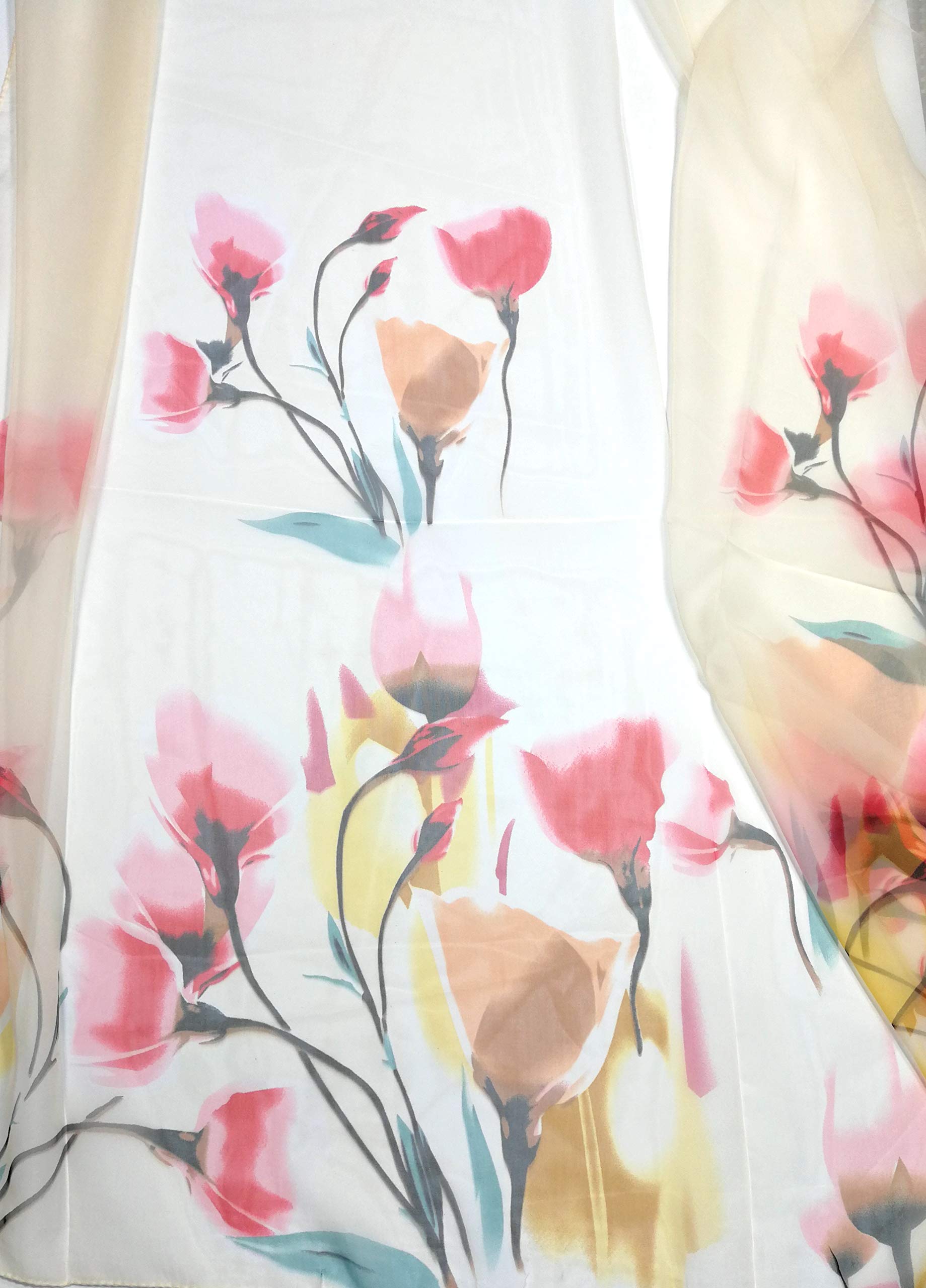Shanlin Super Large Silk Feel Flower Floral Scarves for Women in Gift Box (Tulips-Yellow)