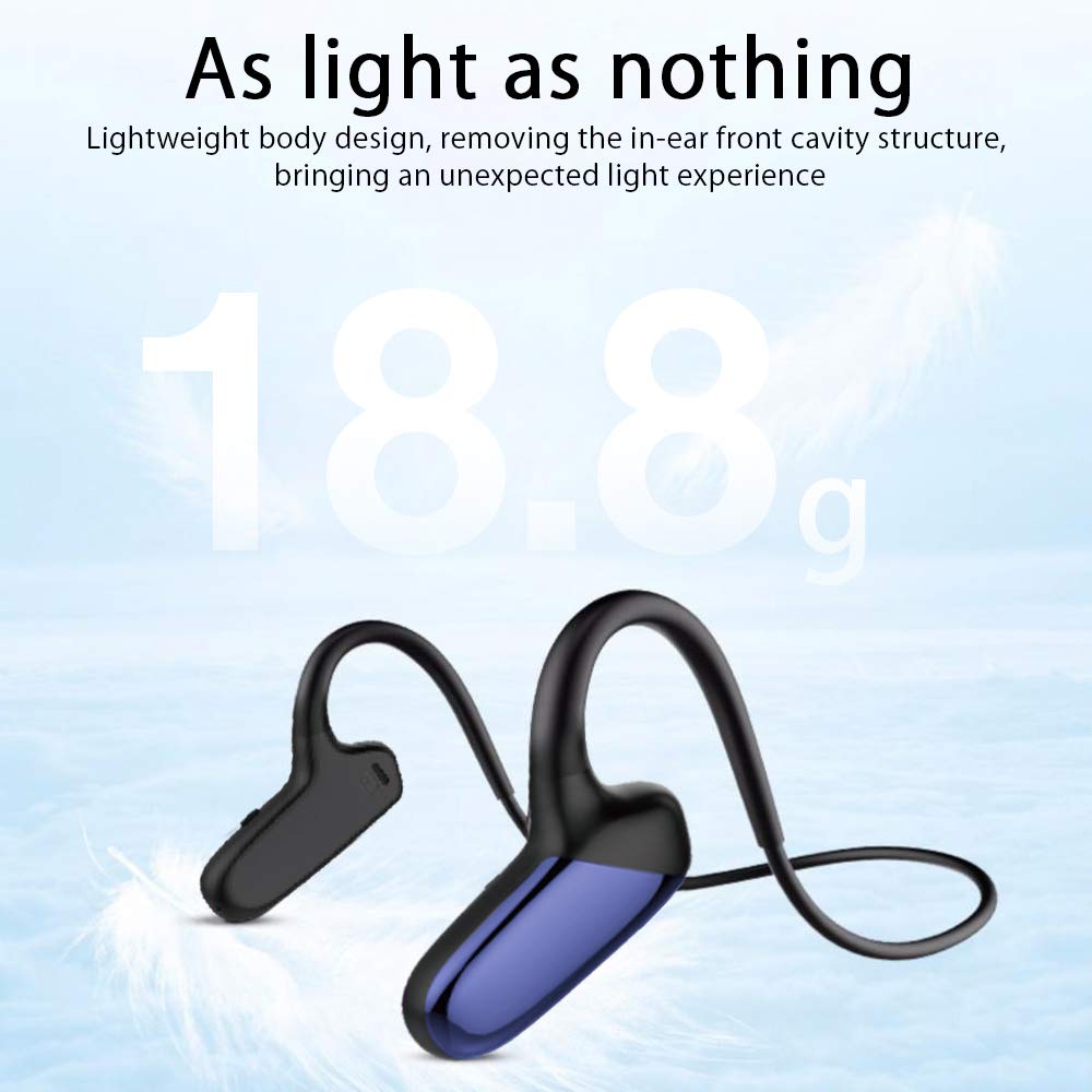 SLuB Bone Conduction Headphones,Bluetooth 5.0 Open-Ear Wireless Earphones,Waterproof and Sweatproof Sports Headset,High Sound Quality,Large Capacity Battery(Blue)