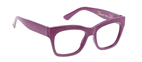 Peepers by PeeperSpecs Women's Shine On Square Blue Light Blocking Reading Glasses, Pink, 53 + 1