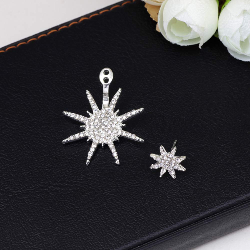 Snow Stud with Cubic Zirconia Hexagonal Star Earrings Hanging Behind The Ear