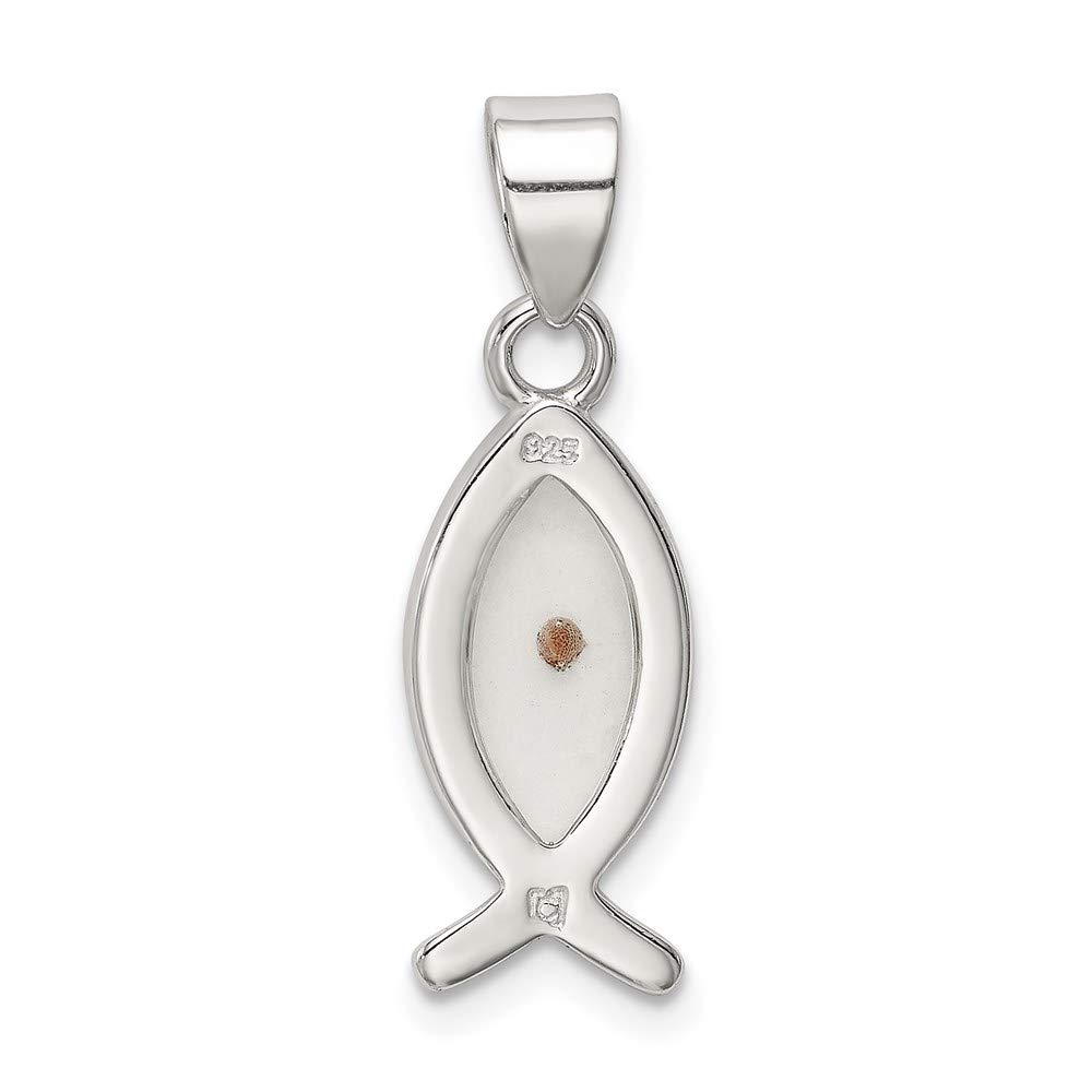 Sterling Silver Rhod-pltd Enameled Mustard Seed Ichthus Fish Pendant QQC6699