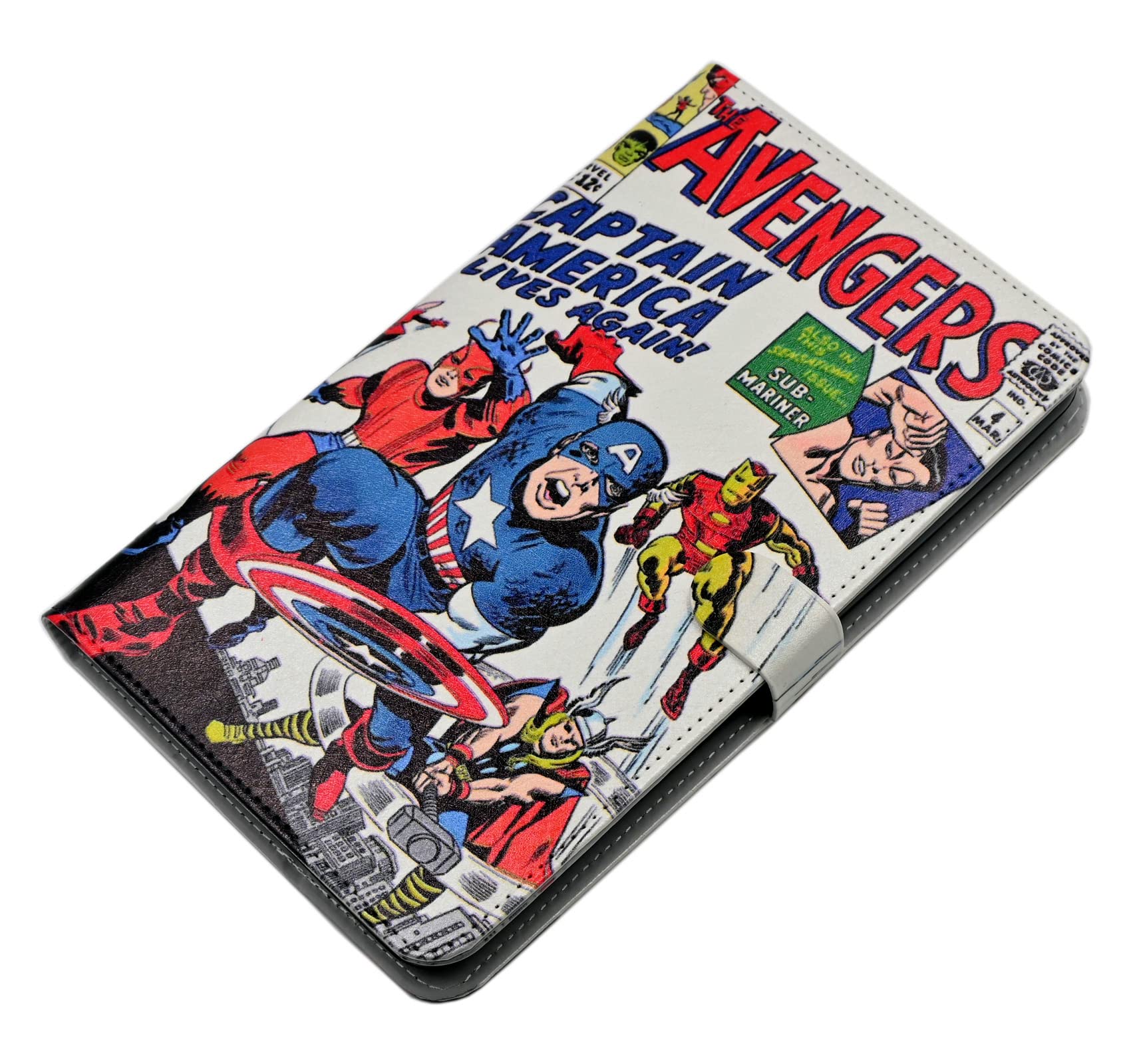 TPACC Case for Amazon Fire 7 Tablet (Fire 7" Display 7th/9th Generation 2017/2019 Release) PU Leather Slim Folding Case Adjustable Stand Shockproof TPU Interior Cover, Cartoon Comic Superhero Alliance